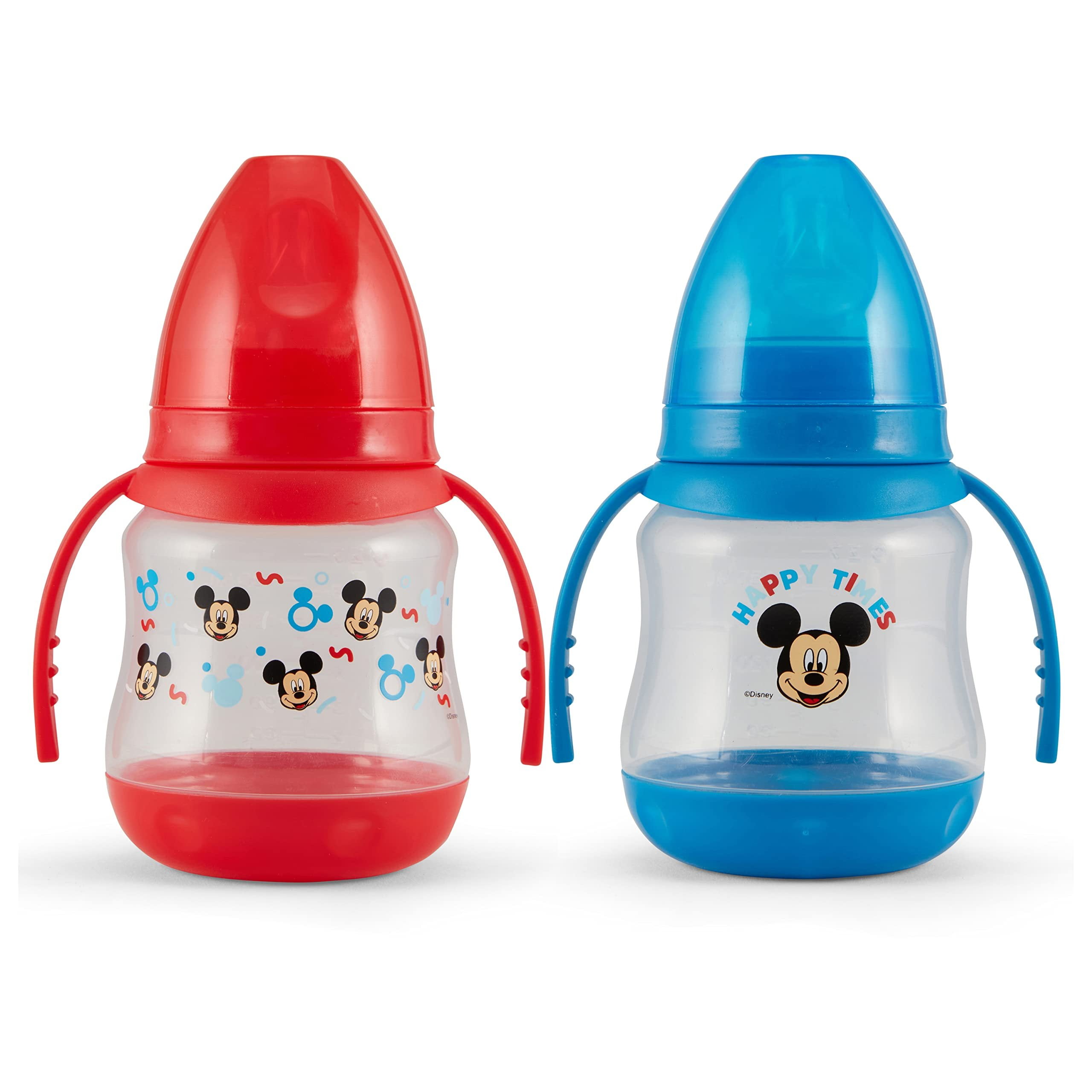 Disney 2 Pack 7 Ounce Baby Bottles with Character Prints and Colored ...