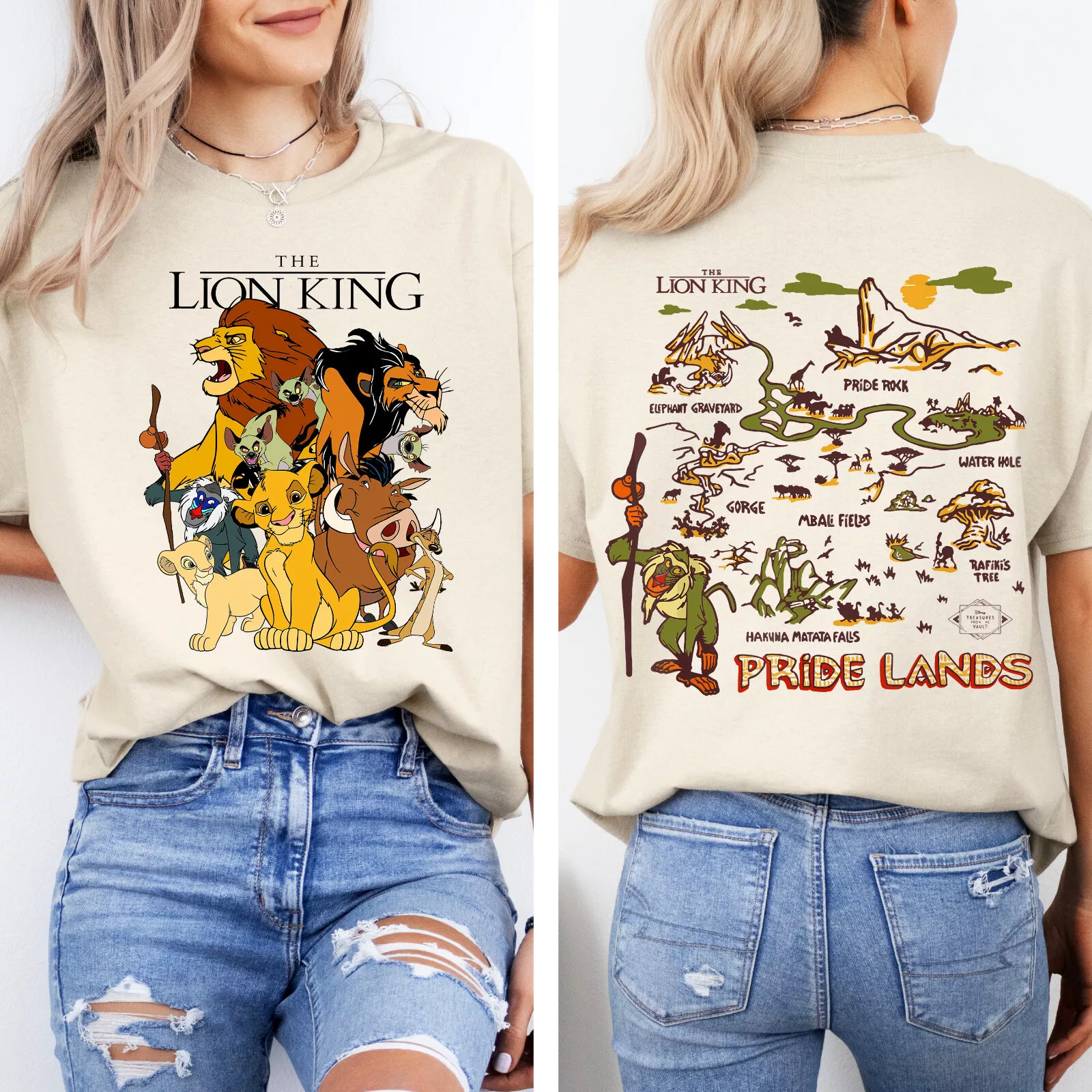 Disney 2 Sided The Lion King Pride Lands Map Unisex Adult Shirt Te ...