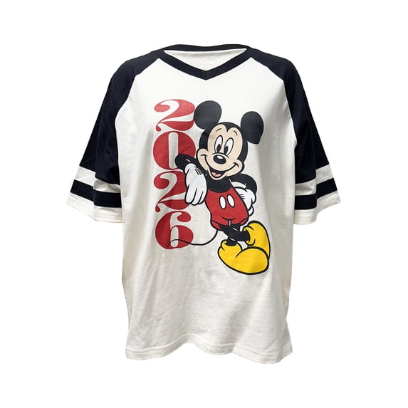 Disney Mickey Mouse 2026 Junior V-Neck Oversize Raglan Top, XS-XL ...