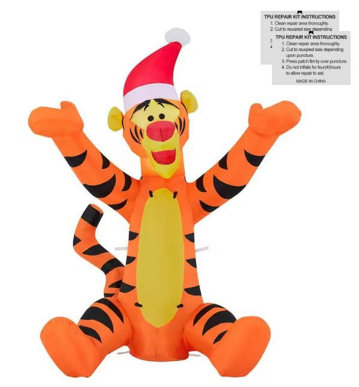 Disney 3.5 ft. Tigger in Santa Hat Holiday Airblown Inflatable with 2 ...