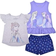 Frozen 2 Girls 4-6X Elsa Side Tie Graphic Tank Top and Printed Short, 2 ...