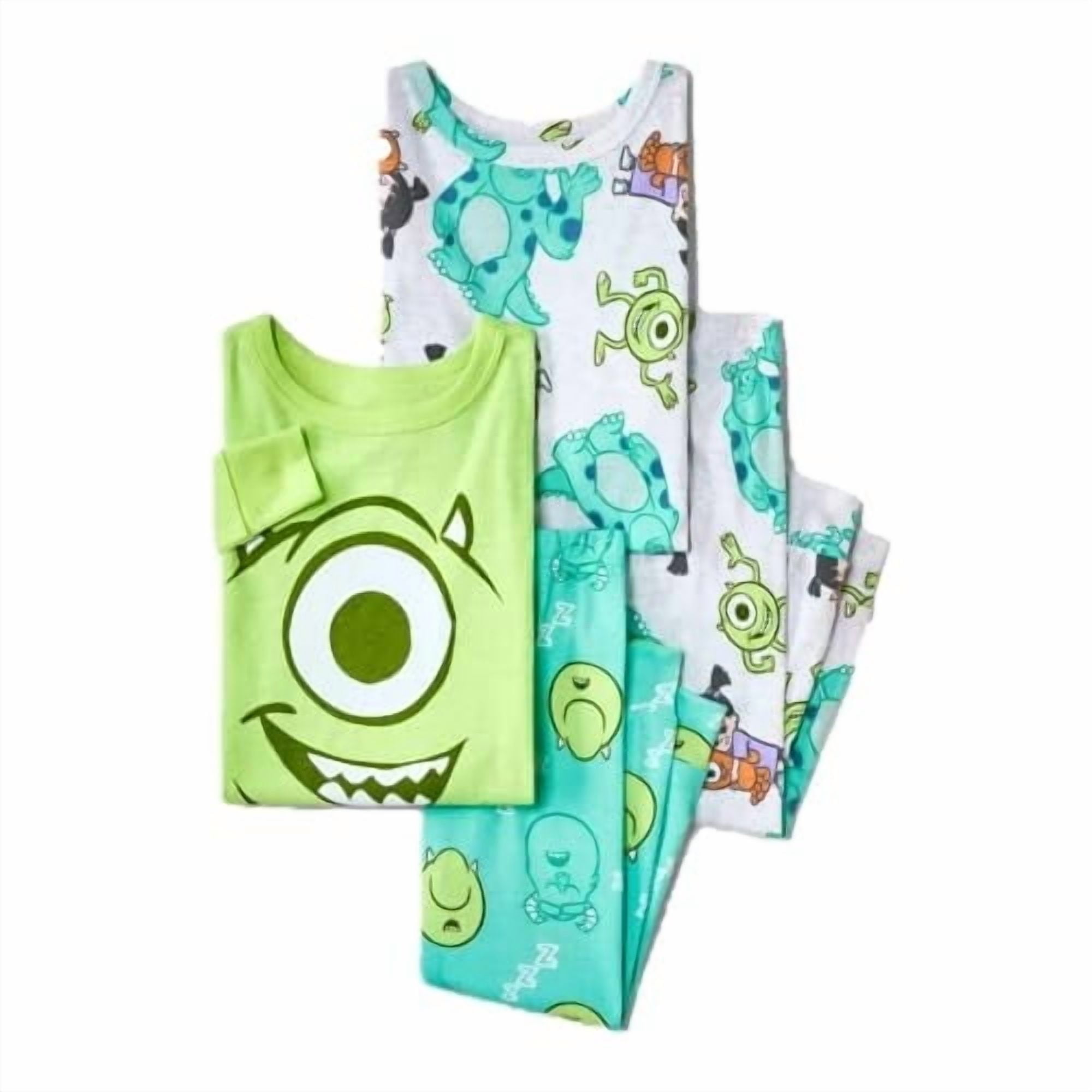 Disney ' 4pc Monsters Inc - Mike and Sulley Cotton Long Sleeve Pajama ...