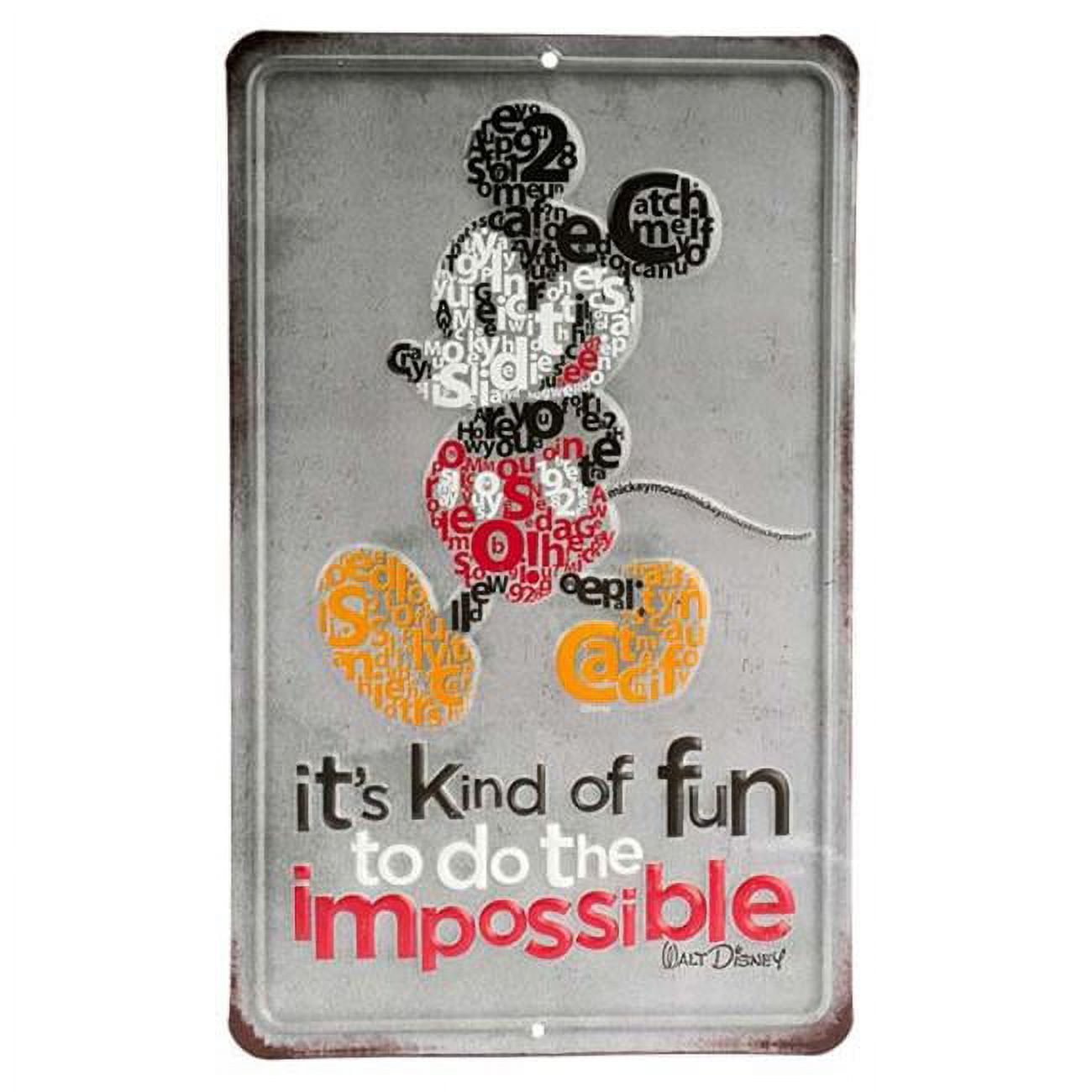 Disney 90162112-S Mickey Mouse Impossible Embossed Tin Sign - Walmart.com