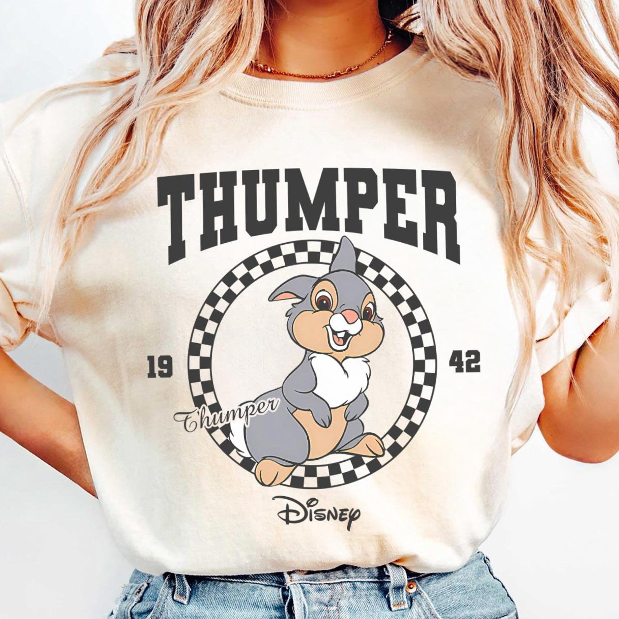 Disney 90S Thumper Checkered Circle Retro Shirt Bambi Disneyland T ...