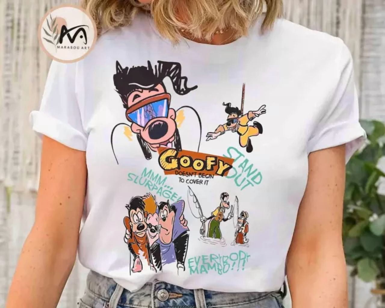 Disney A Goofy Movie Characters Sketch Shirt, Max & Roxanne, Powerline ...