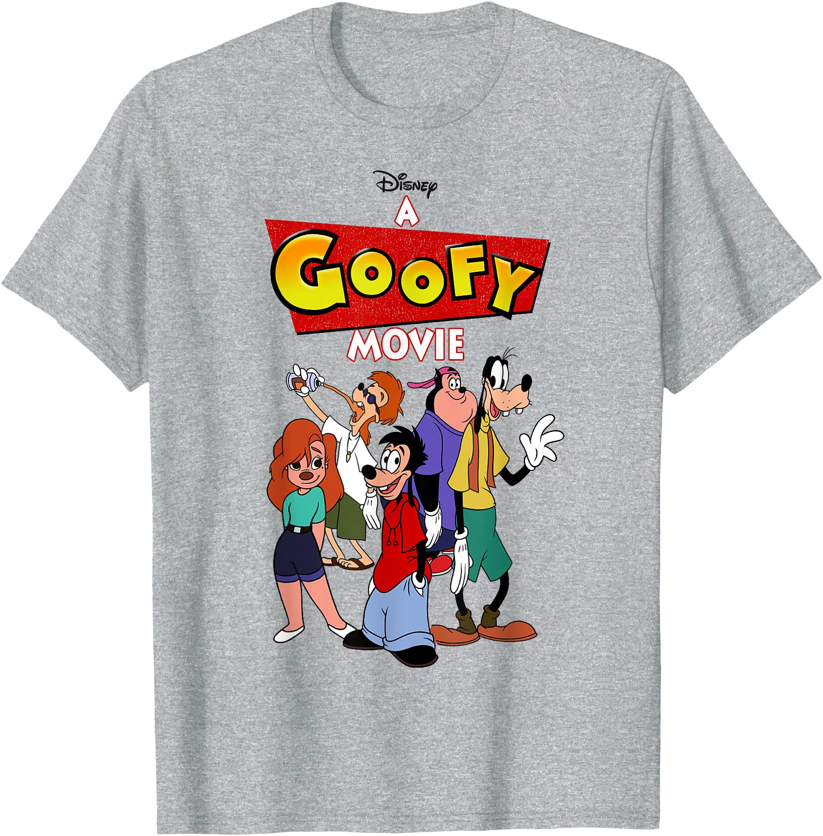 Disney A Goofy Movie Group Shot Logo T-Shirt, Sport Grey Color, Size L ...