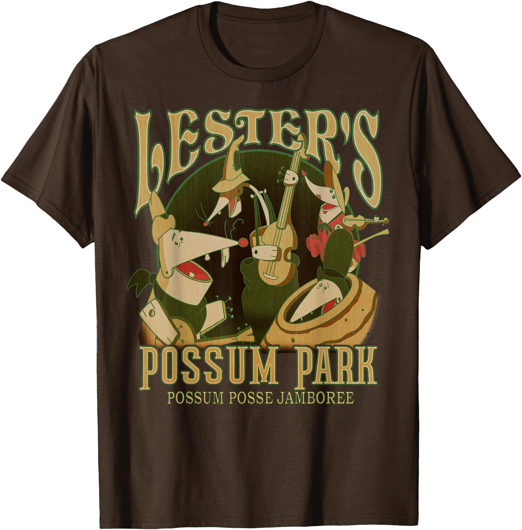 Disney A Goofy Movie Lester's Possum Park Vintage Poster T-Shirt, Dark ...