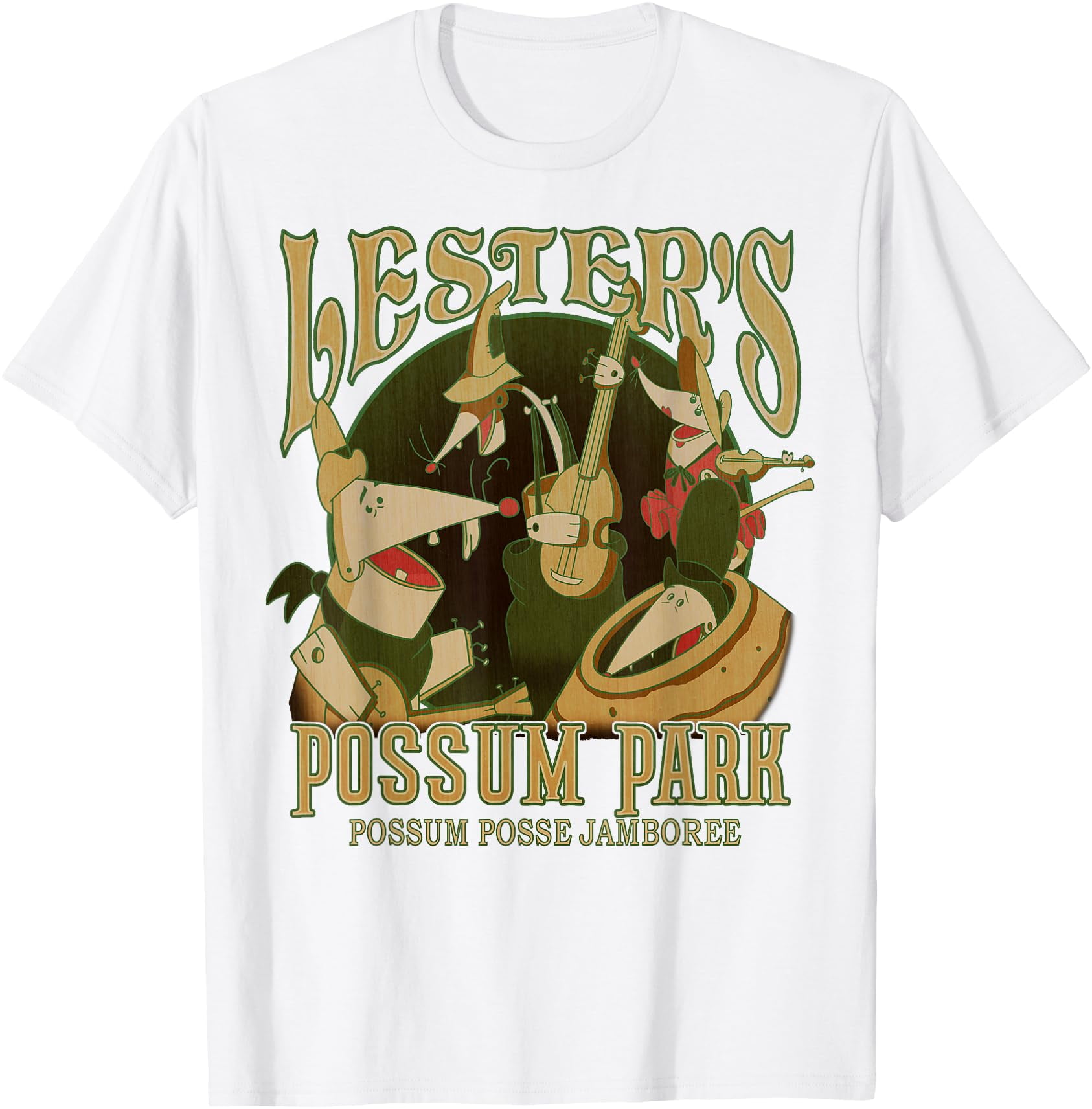 Disney A Goofy Movie Lester's Possum Park Vintage Poster T-Shirt, White ...