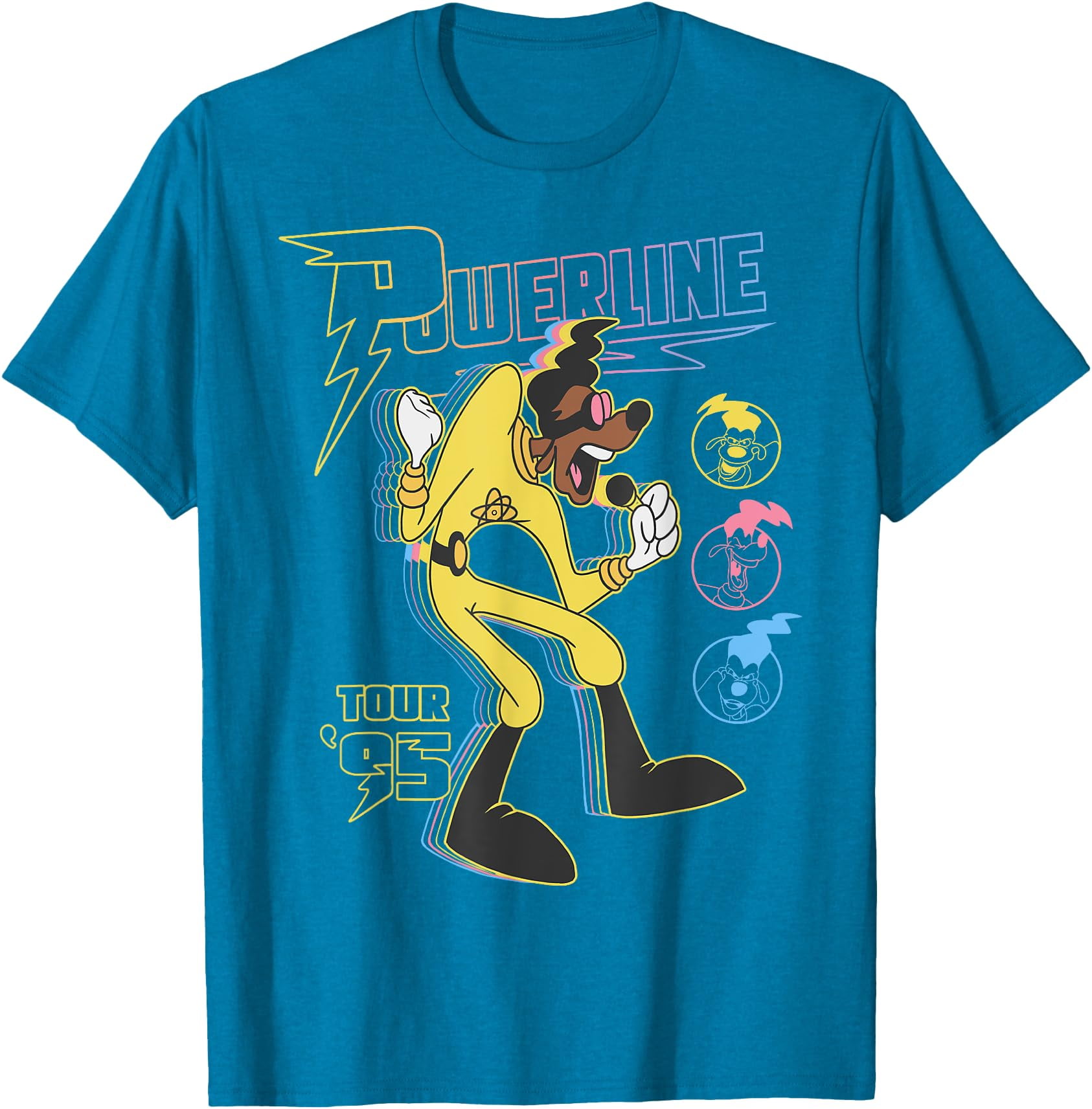 Disney A Goofy Movie Powerline Tour '95 Retro Neon Poster T-Shirt ...