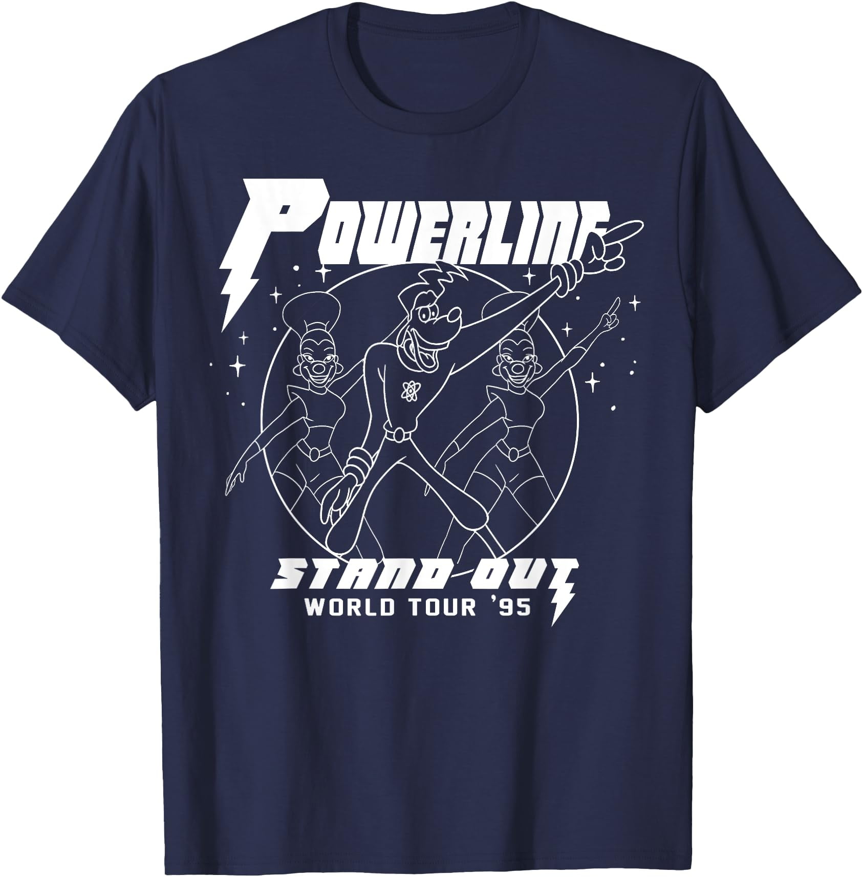 Disney A Goofy Movie Powerline World Tour Outline Poster T-Shirt, Navy ...