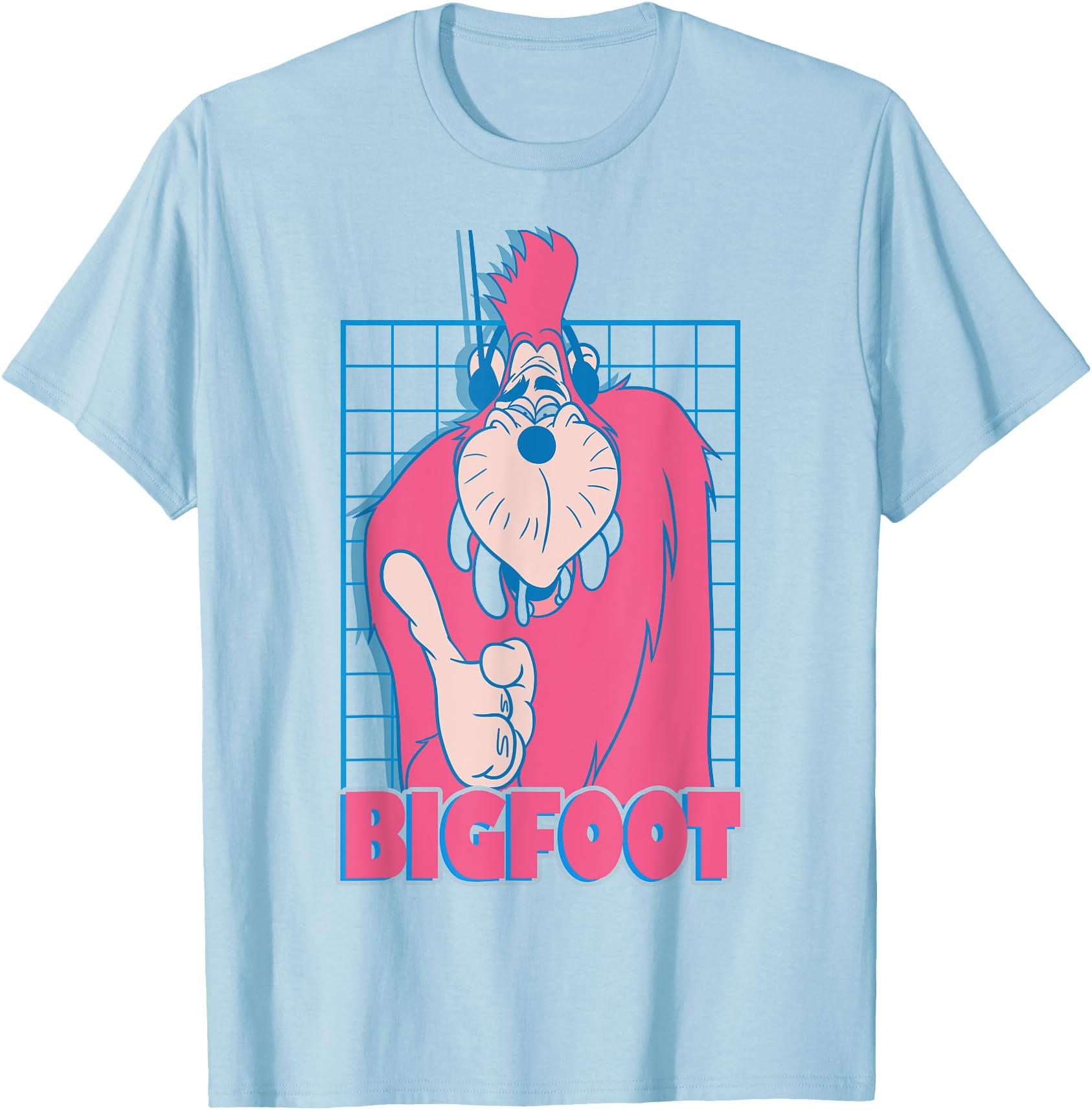 Disney A Goofy Movie Retro Vintage Neon Bigfoot Grid T-Shirt, Light ...