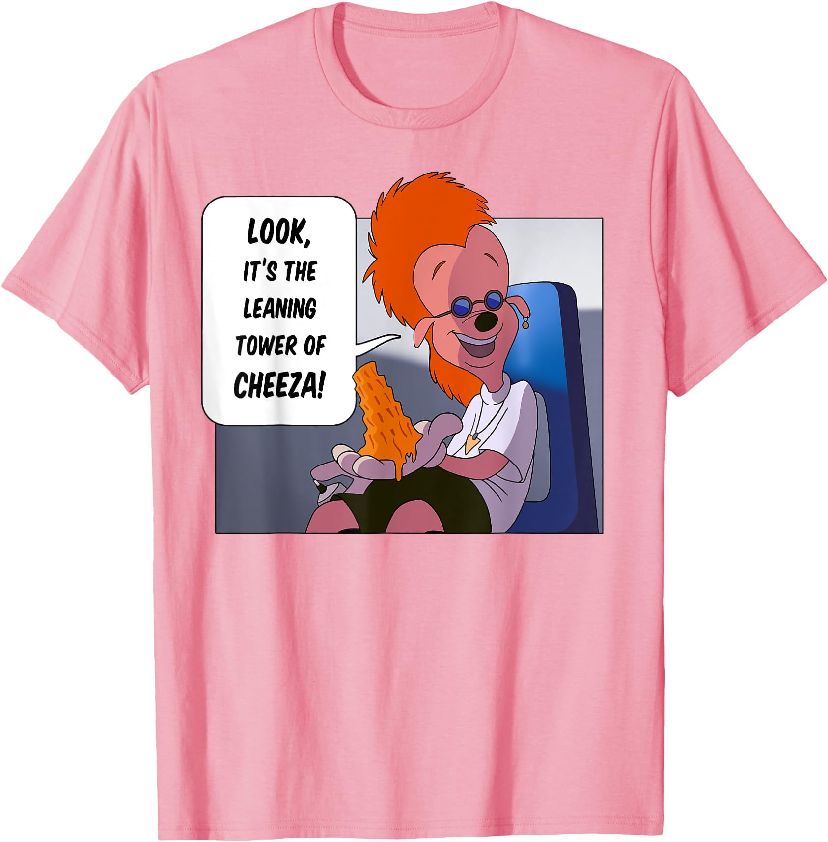 Disney A Goofy Movie The Leaning Tower Of Cheeza T-Shirt, Light Pink ...