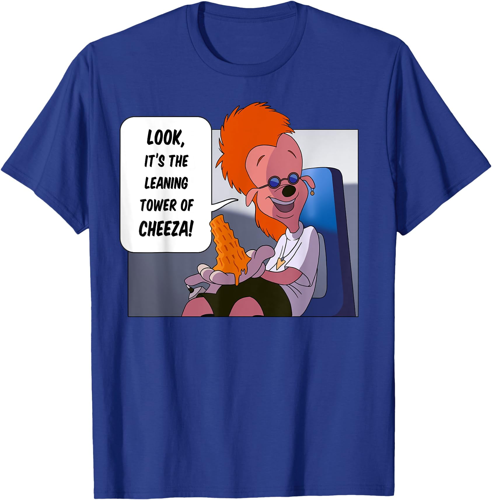 Disney A Goofy Movie The Leaning Tower Of Cheeza T-Shirt, Royal Blue ...