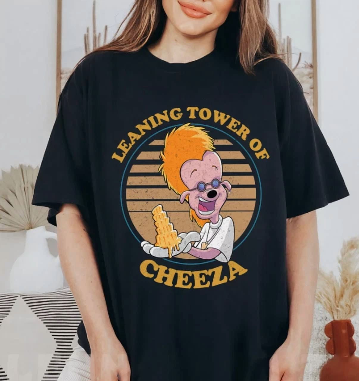 Disney A Goofy Movie The Leaning Tower Of Cheeza Tee Unisex Shirt S - 5XL ,Black Color,Size 3XL ...