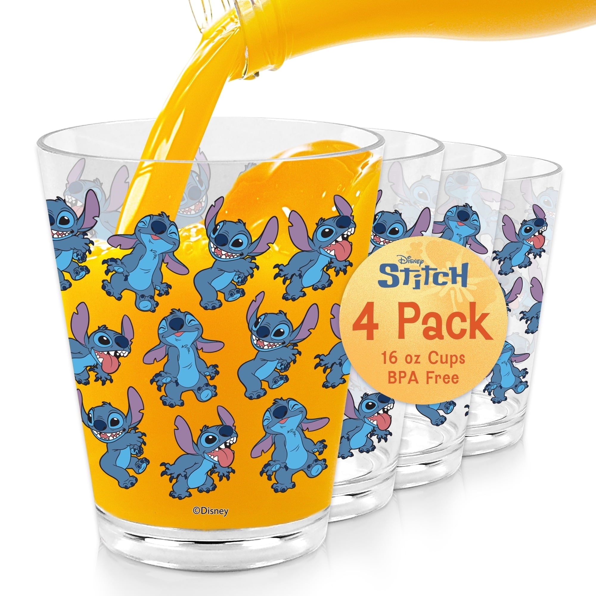 Disney Acrylic Cups, BPA-Free, Stitch & Angel Design, Clear Look ...