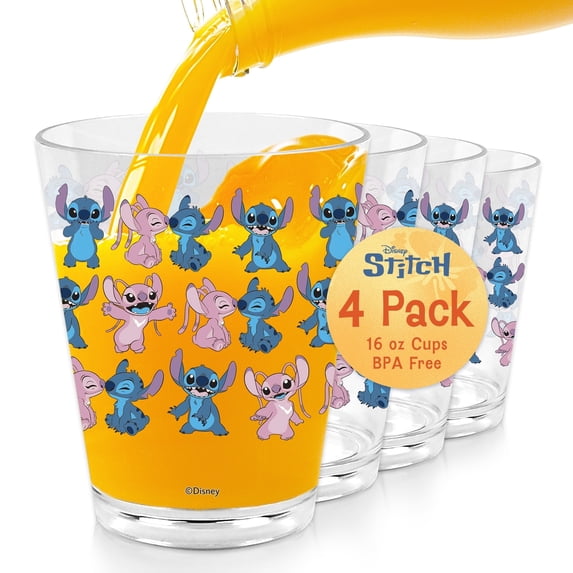Disney Acrylic Cups, BPA-Free, Stitch Design, Clear Look Plastic ...