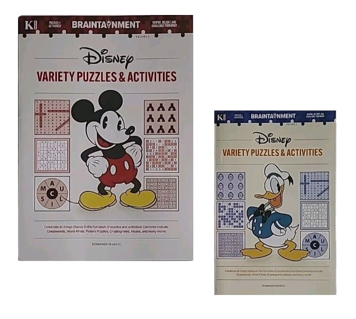 Disney Activity and Puzzle Books Set of 2 Crossword Logic Mazes Mickey ...
