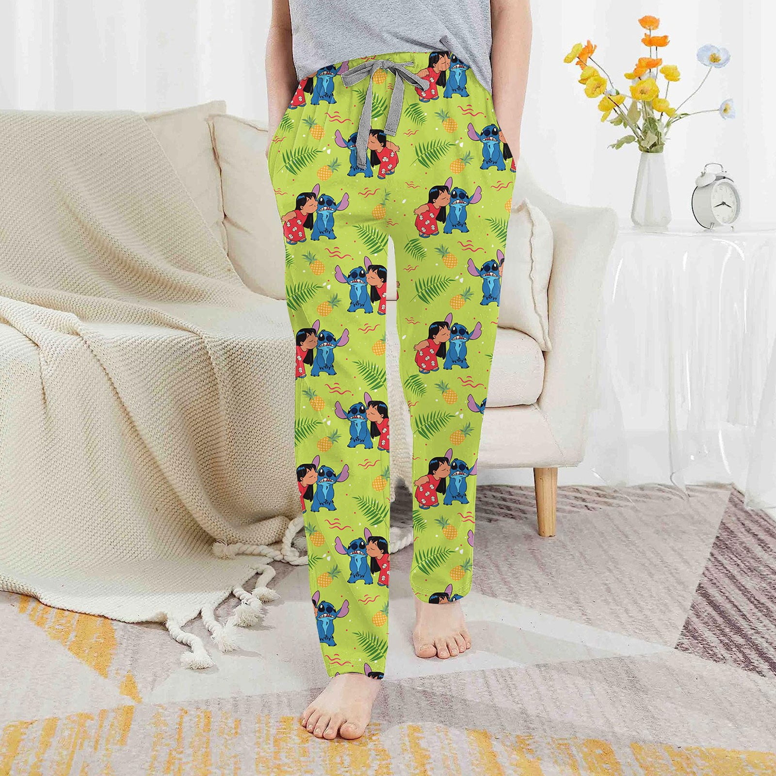 Disney Adult Lilo & Stitch Tropical Leaves Allover Print Sleep Lounge ...