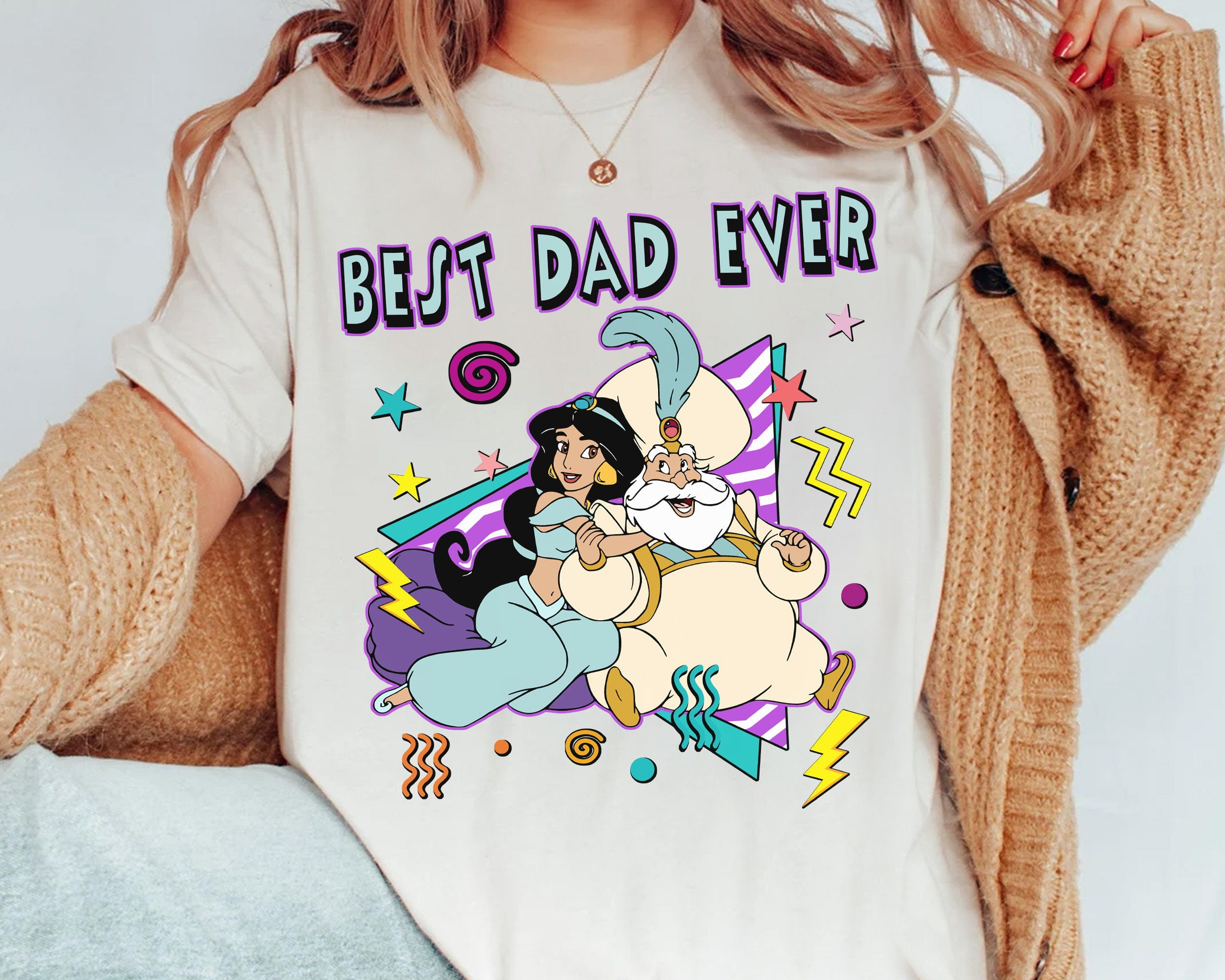 Disney Aladdin Best Dad Ever Jasmine & Sultan Retro 90s T-Shirt, Father ...