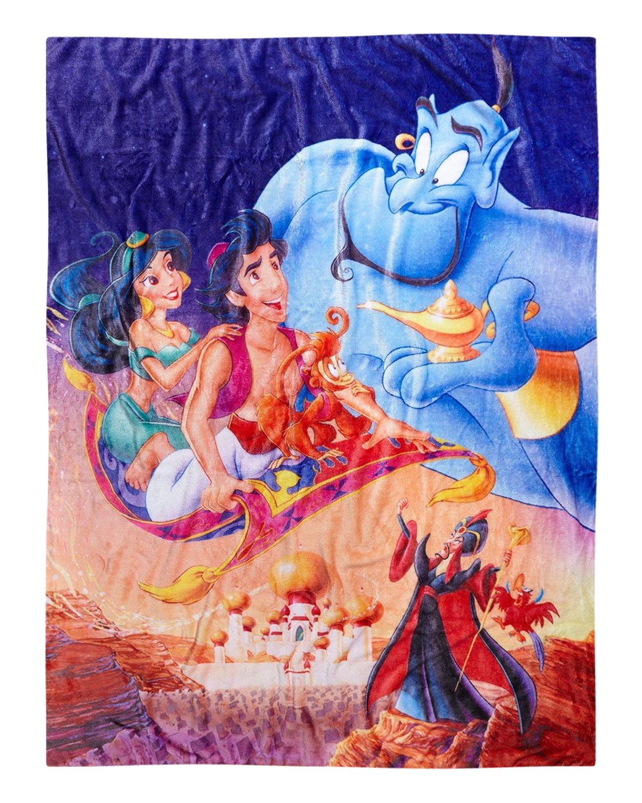 Disney Aladdin Blanket Magic Carpet Ride Genie Jasmine Abu Jafar Iago ...