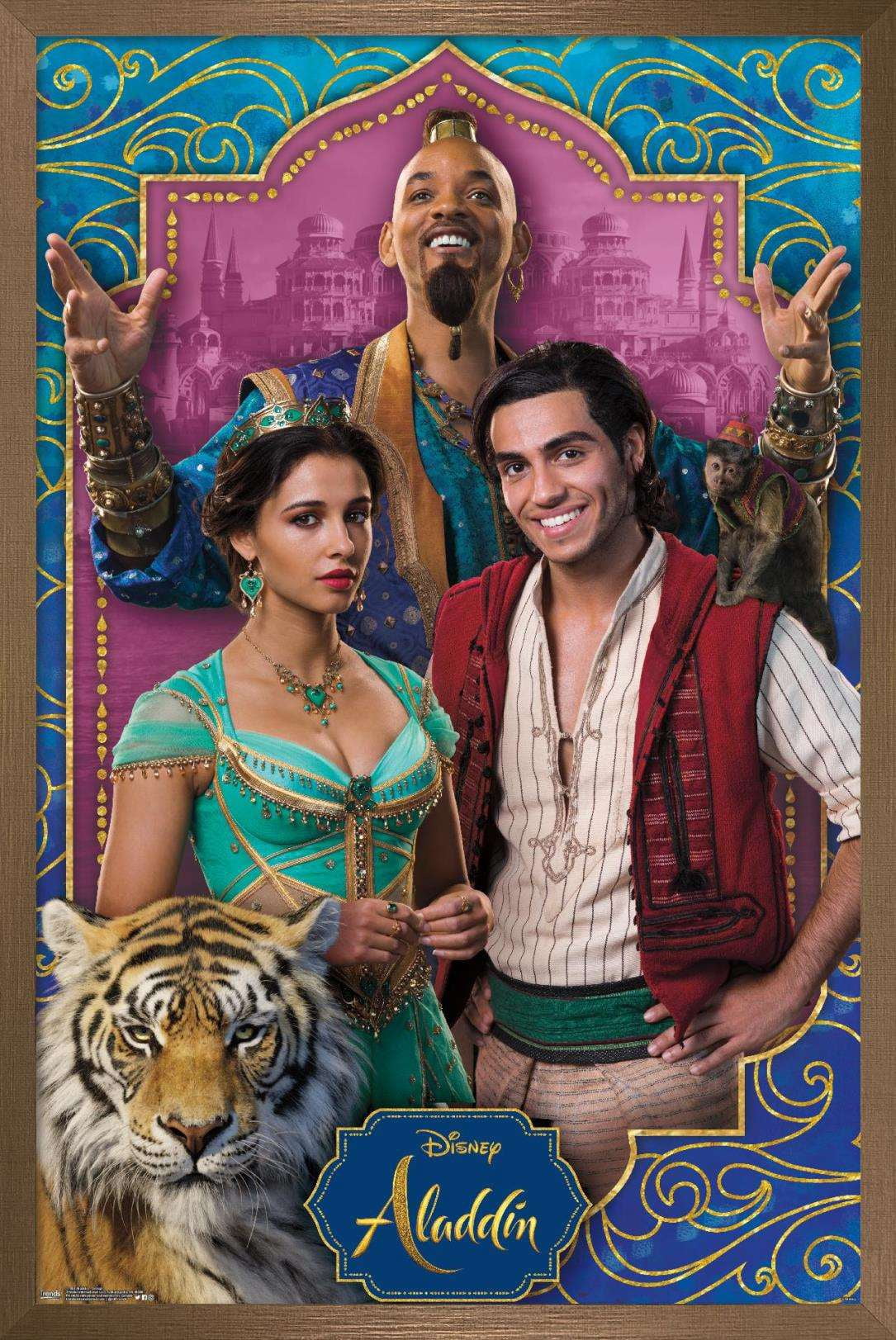 Disney Aladdin - Group Wall Poster, 14.725" x 22.375", Framed - Walmart.com