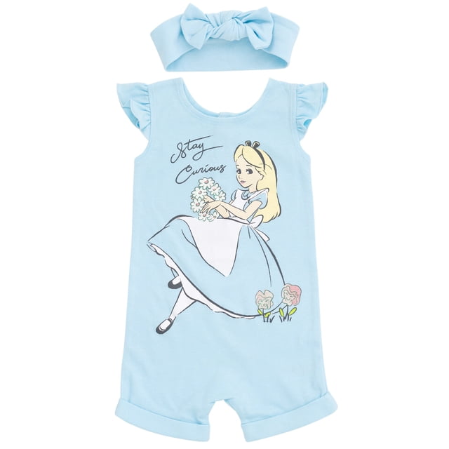 Disney Alice in Wonderland Infant Baby Girls French Terry Romper and ...