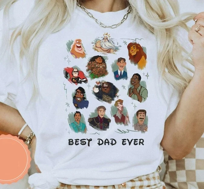 Disney All Dad Characters Group Shot Best Dad Ever Retro Shirt Father's ...