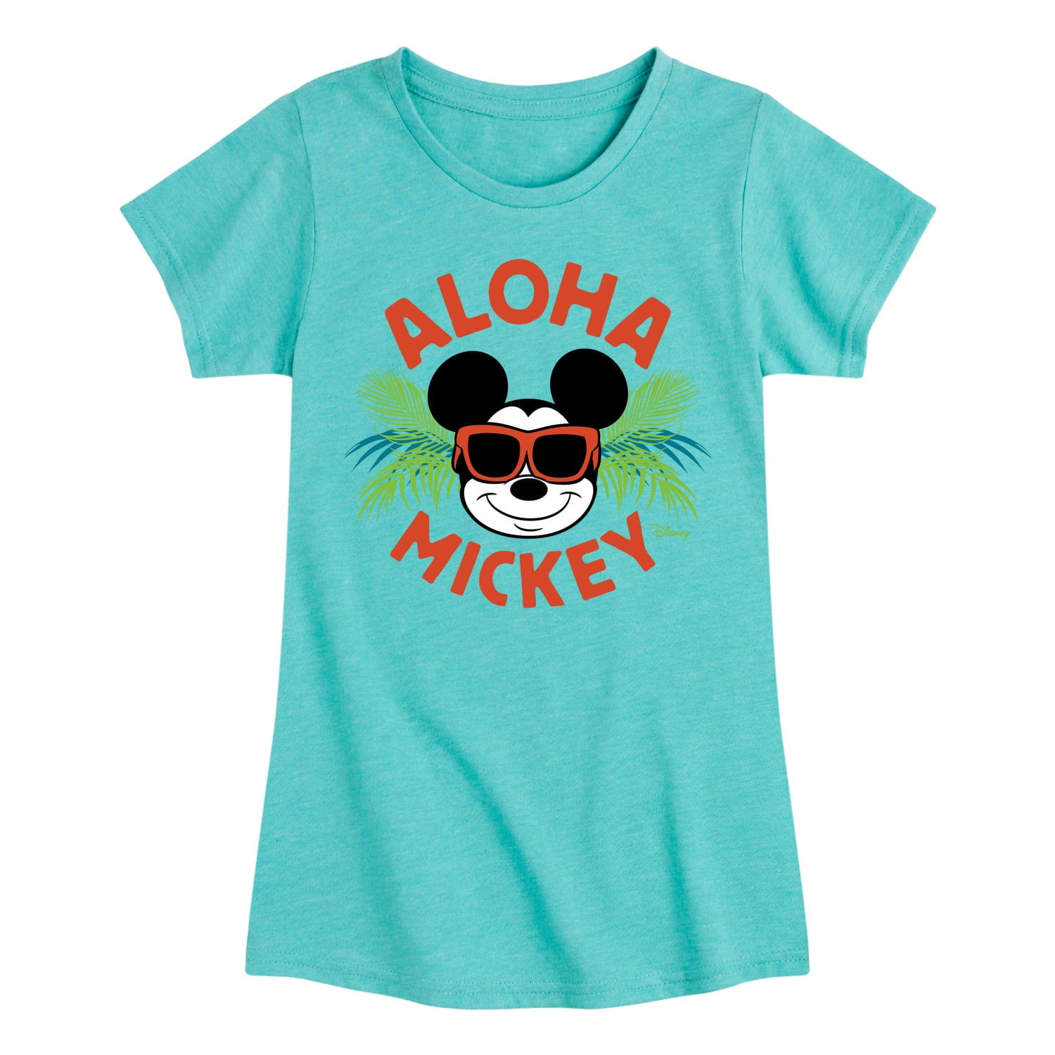 Disney - Aloha Mickey - Girls Fitted Short Sleeve Tee - Walmart.com