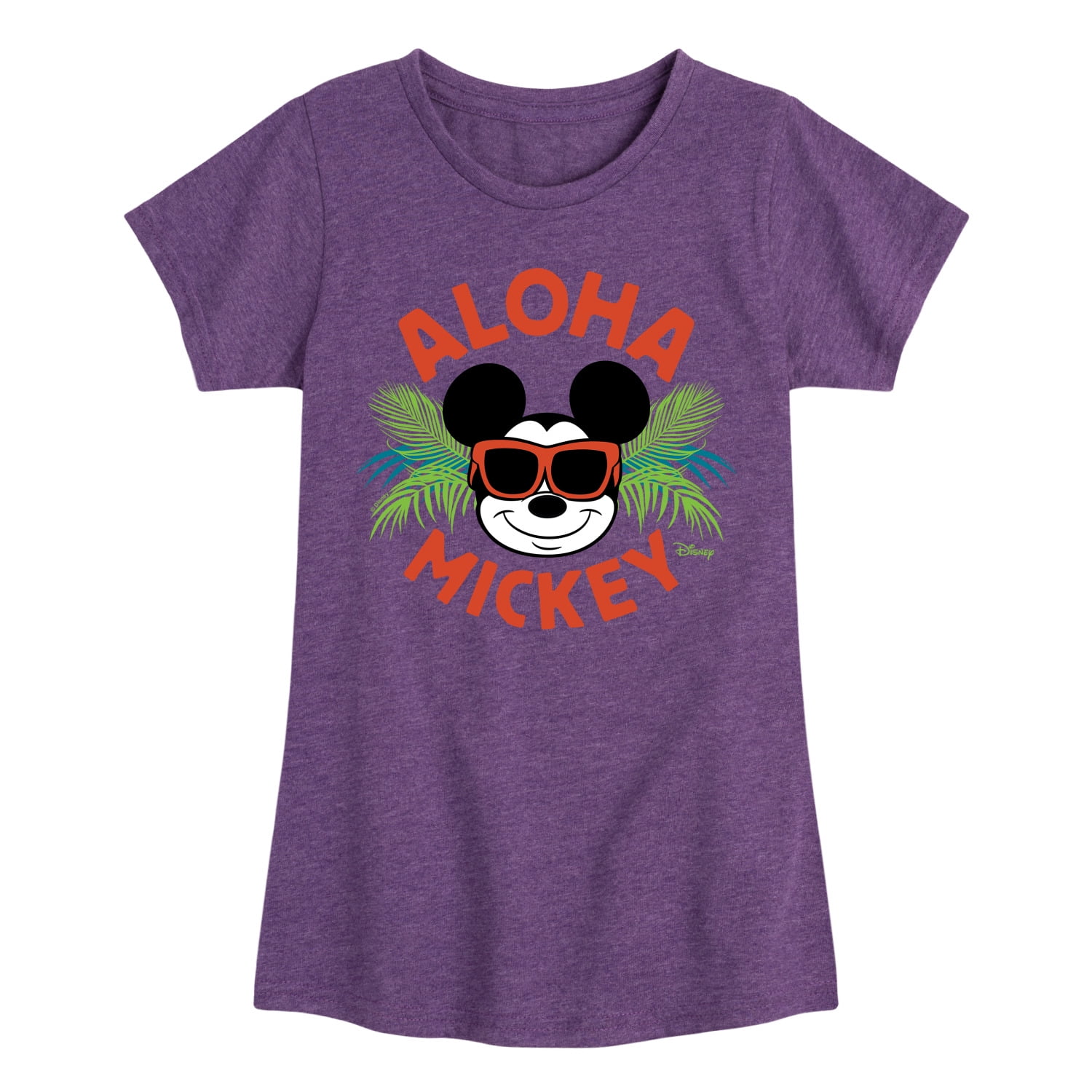 Disney - Aloha Mickey - Girls Fitted Short Sleeve Tee - Walmart.com