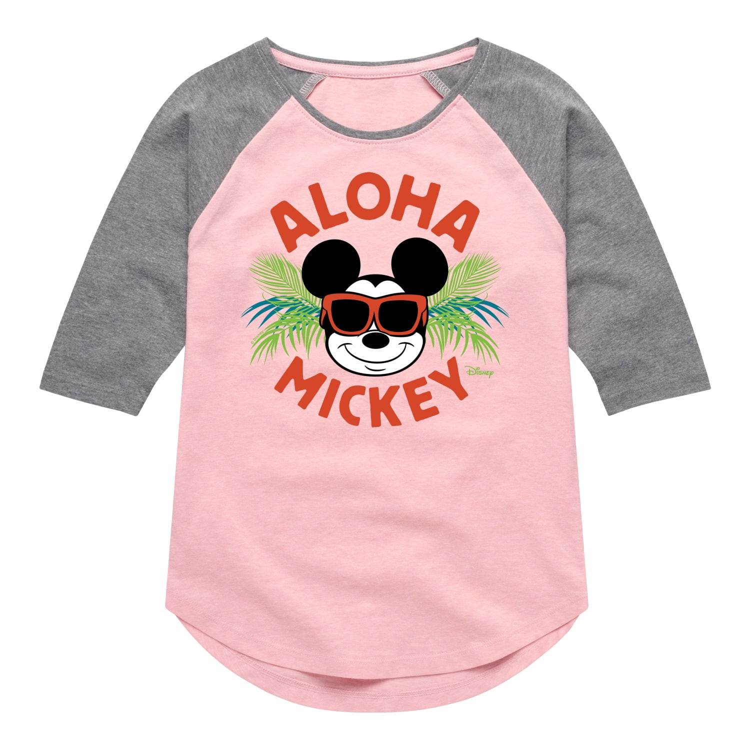 Disney - Aloha Mickey - Girls Shirt Tail Raglan - Walmart.com
