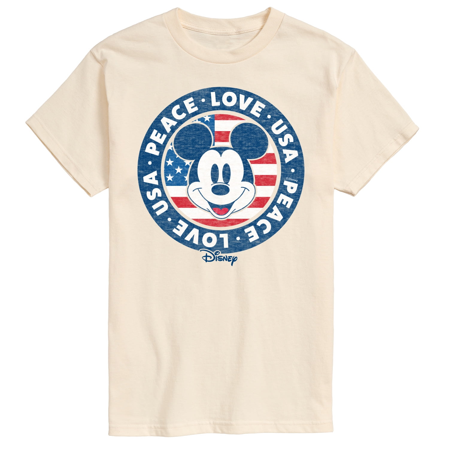 Disney - Americana - Mickey Peace Love Usa - Adult Short Sleeve Graphic ...