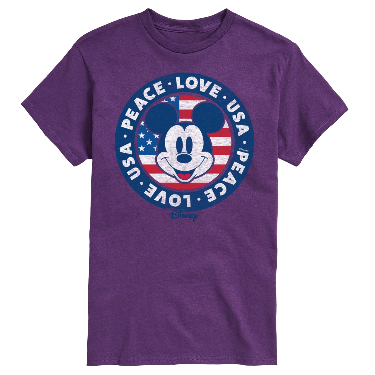 Disney - Americana - Mickey Peace Love Usa - Adult Short Sleeve Graphic ...