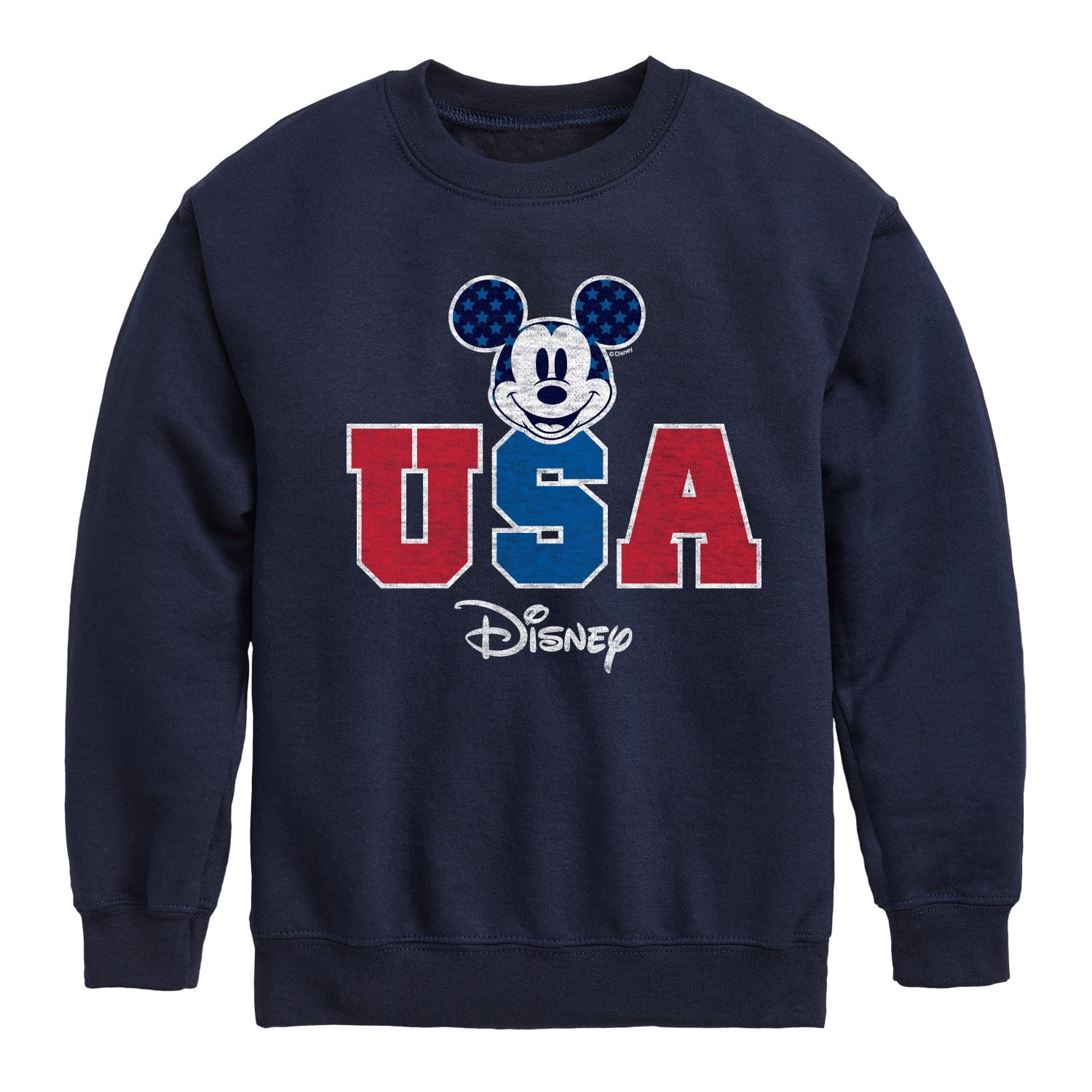 Disney - Americana - Mickey USA - Toddler And Youth Crewneck Fleece Sweatshirt - Walmart.com