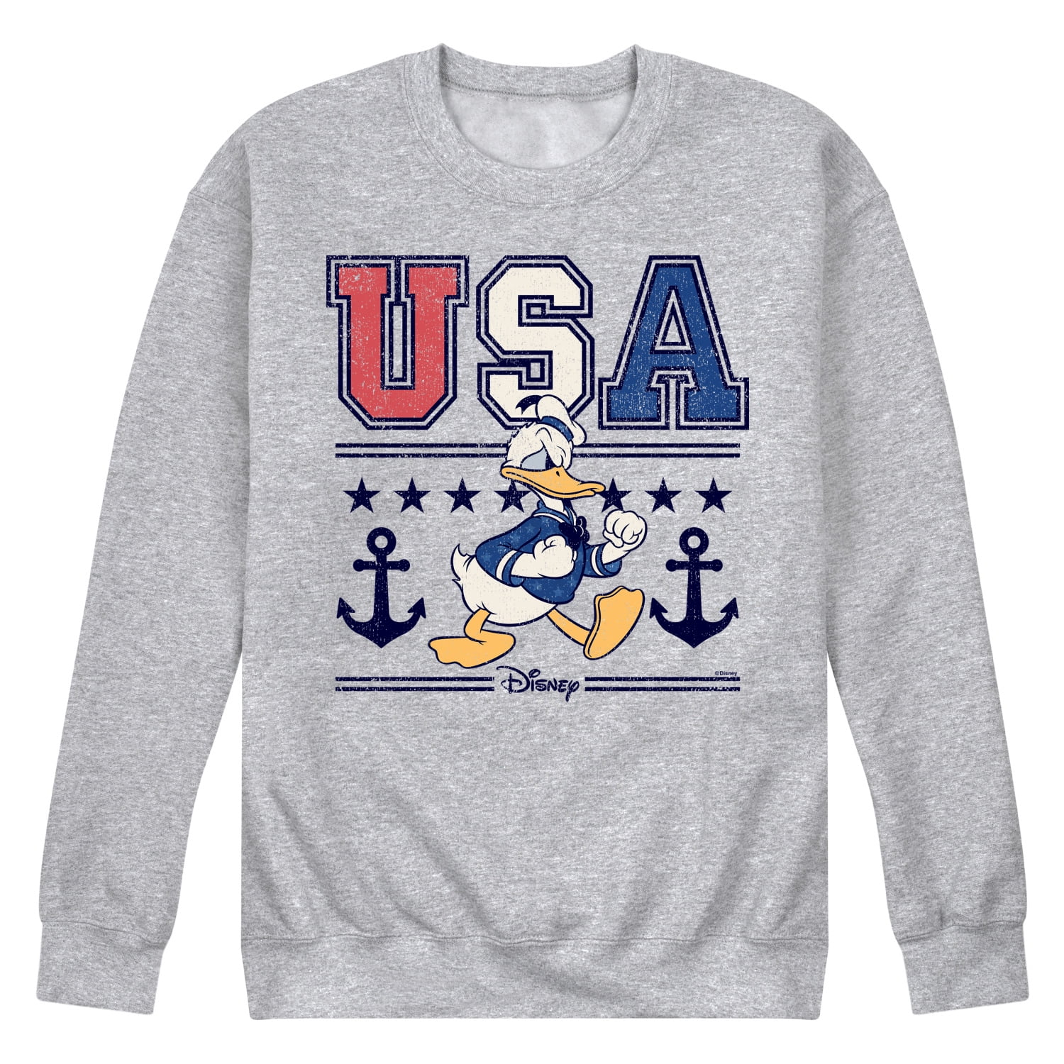 Disney - Americana - Usa Donald - Men's Crew Neck Fleece Pullover ...