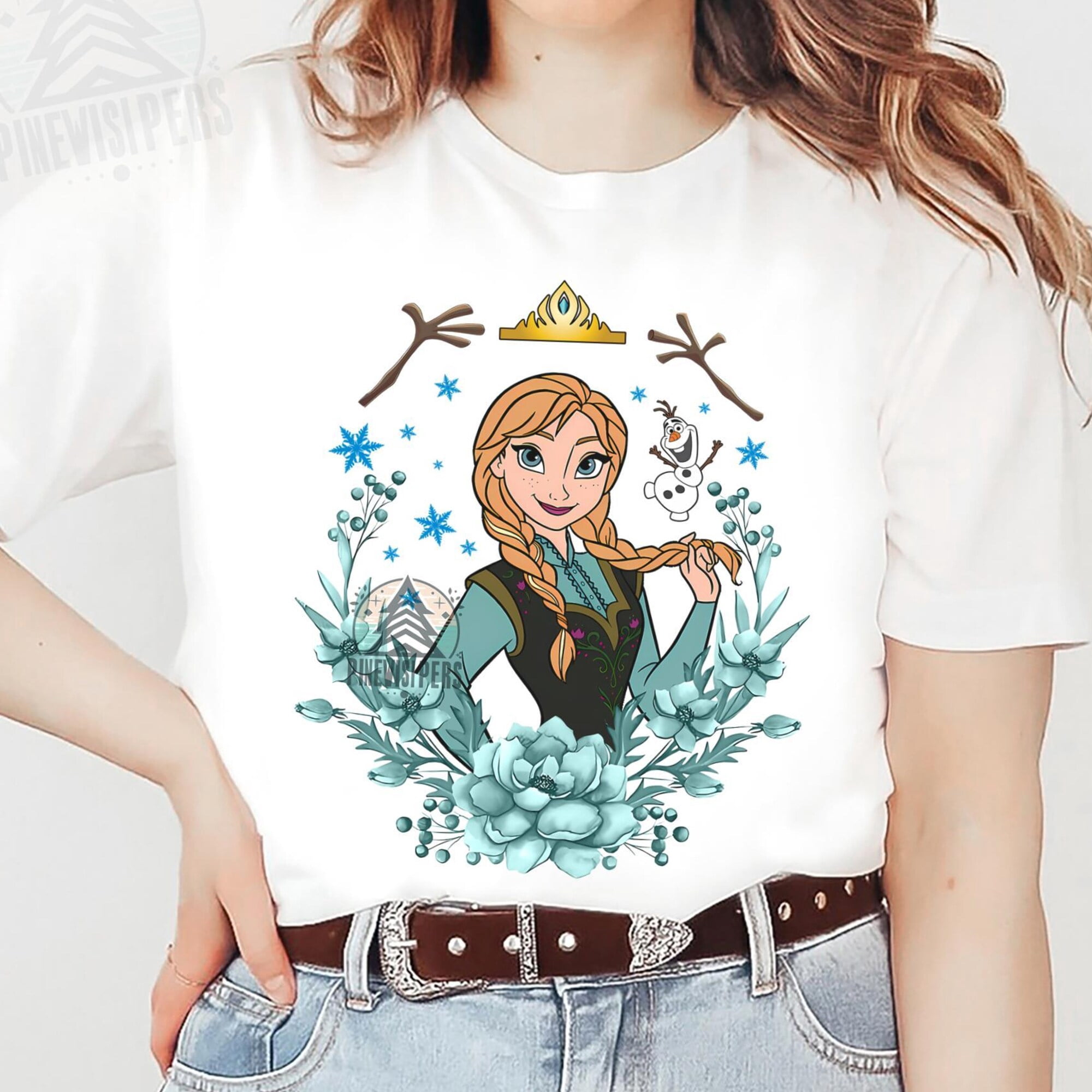 Disney Anna Princess Floral Villains Hand Shirt Disney Frozen T-shirt ...