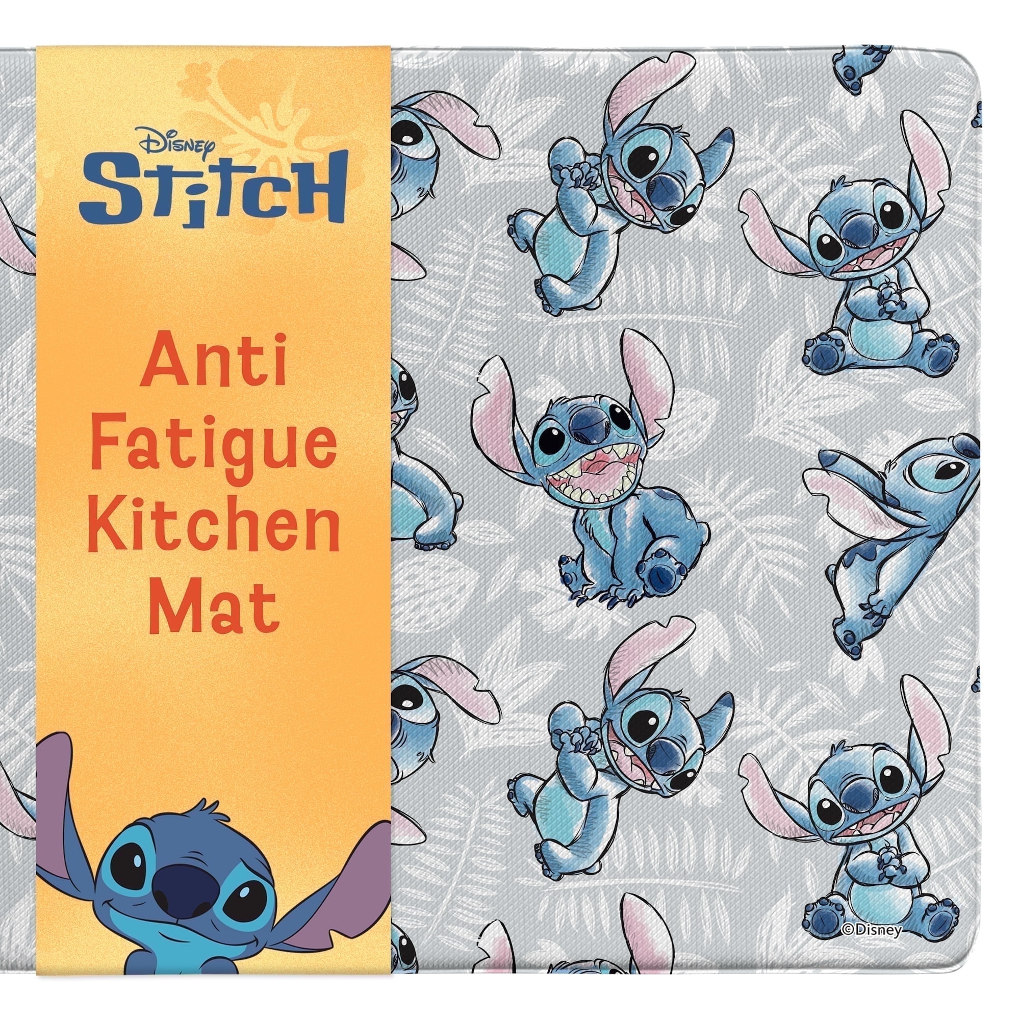 Disney Anti-Fatigue Kitchen Mat, PVC Foam, Stitch Design, Light Gray ...