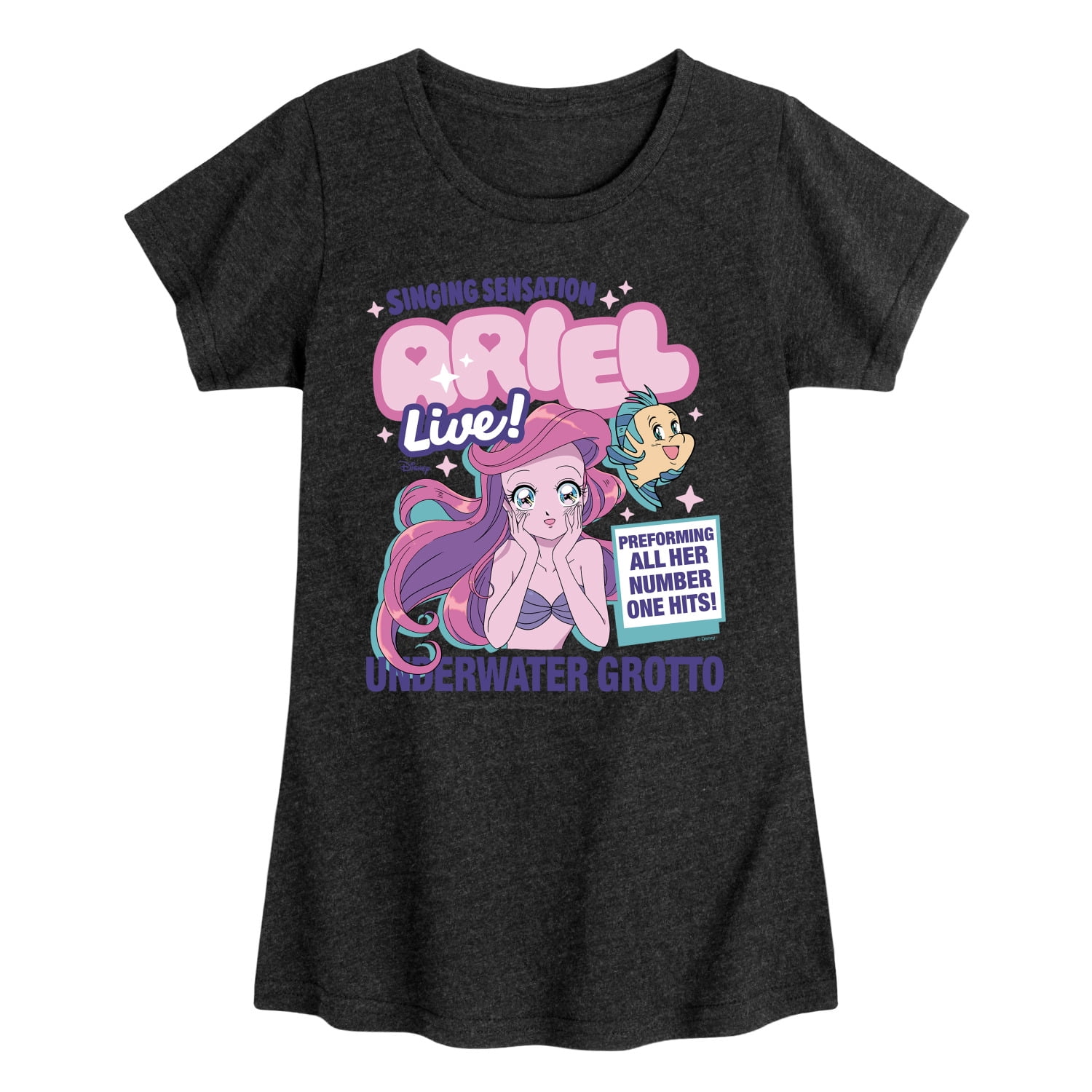 Disney - Ariel Pop Idol - Youth Girls Fitted Short Sleeve T-Shirt ...