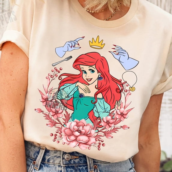 Disney Ariel Princess Floral Villains Hand Shirt The Little Mermaid T ...