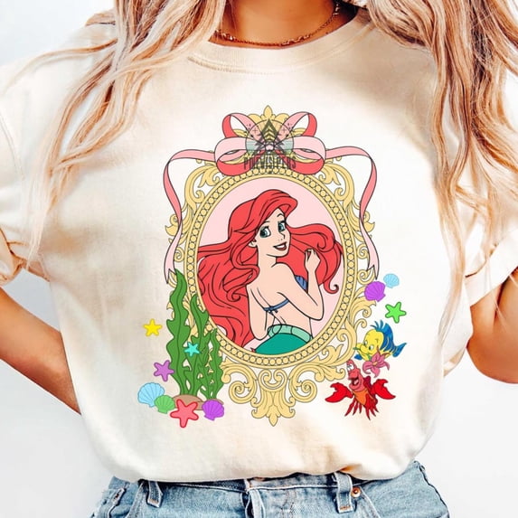 Disney Ariel Princess Mirror Coquette Bow Shirt The Little Mermaid T ...