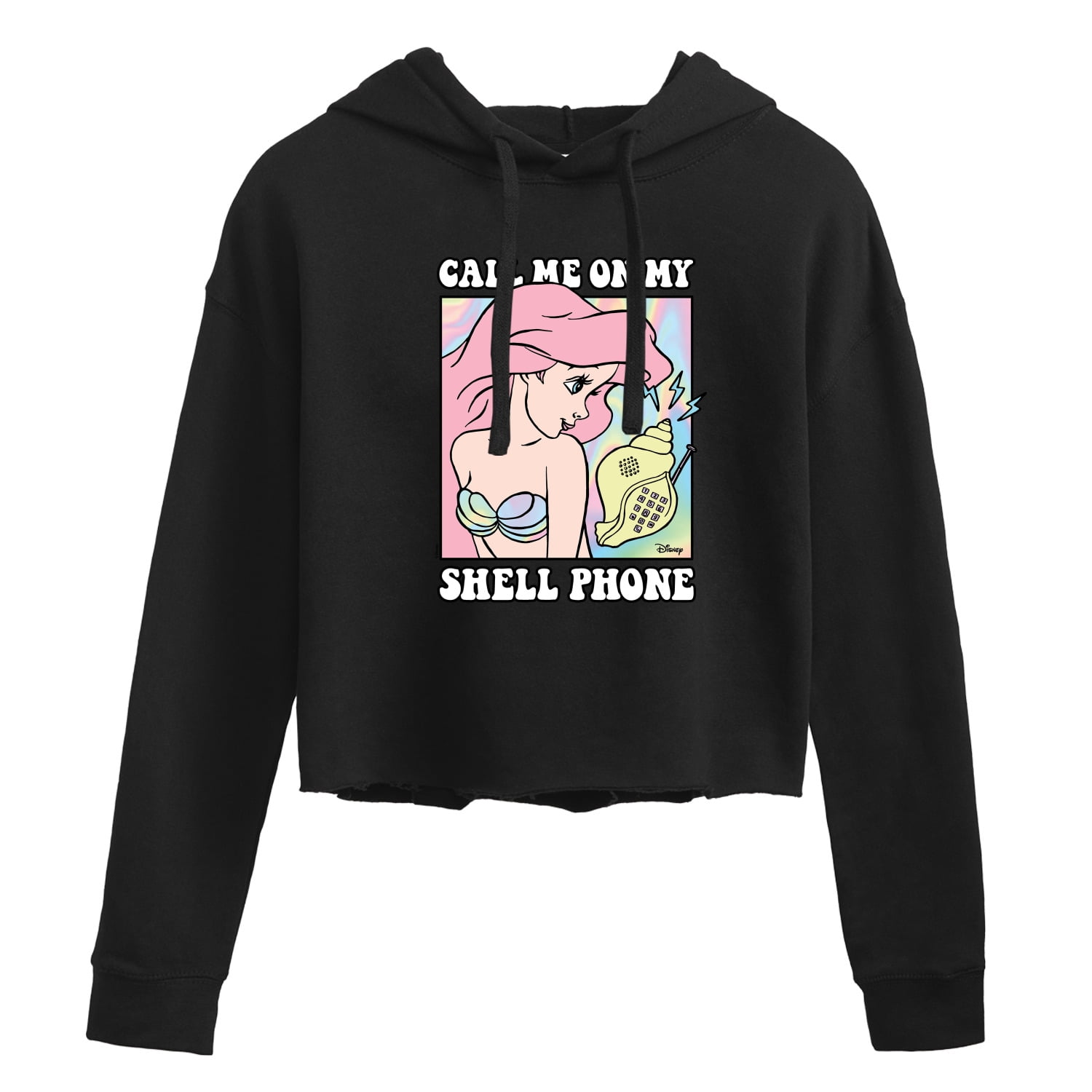 Disney - Ariel Shell Phone - Juniors Cropped Pullover Hoodie - Walmart.com