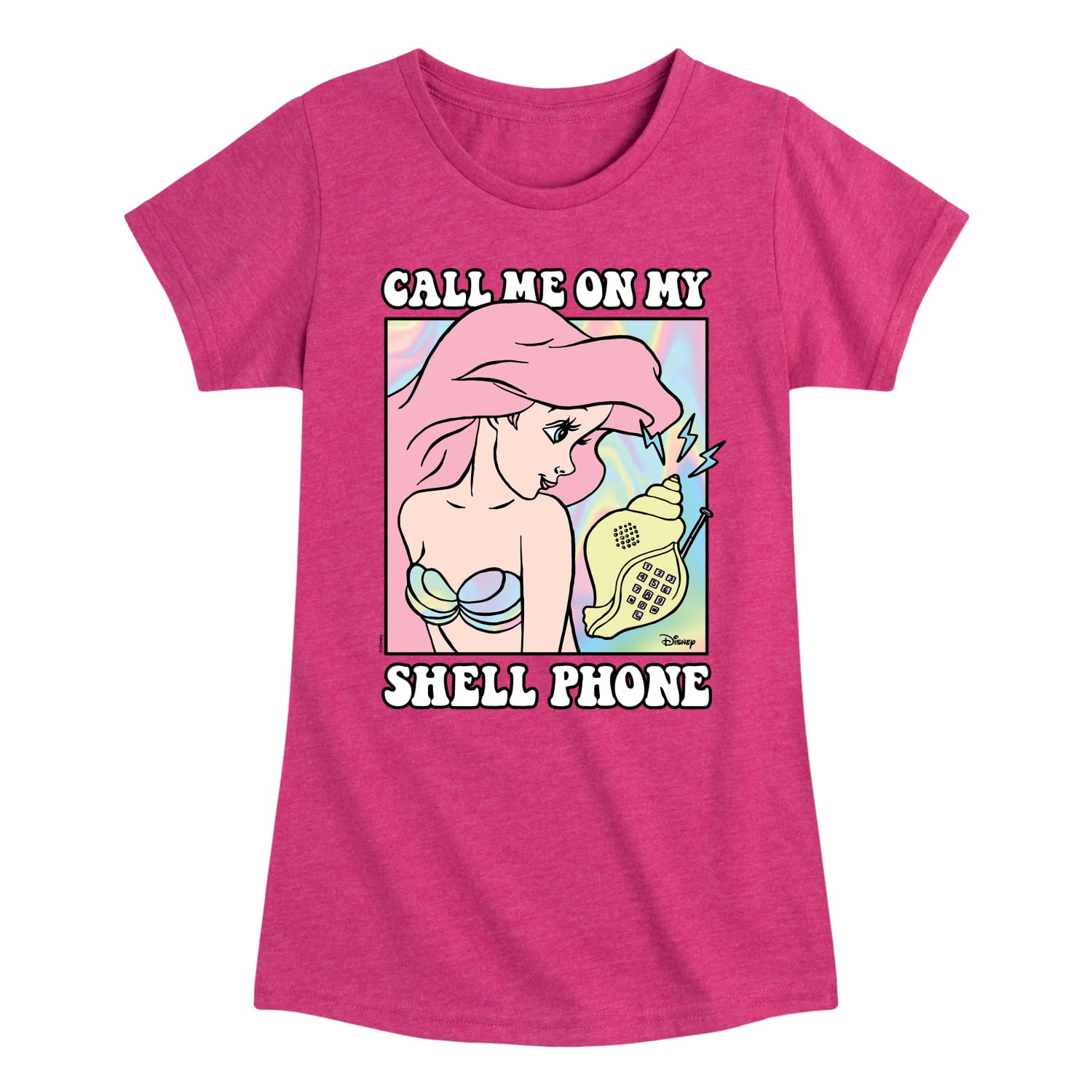 Disney - Ariel Shell Phone - Toddler & Youth Girls Short Sleeve Graphic ...