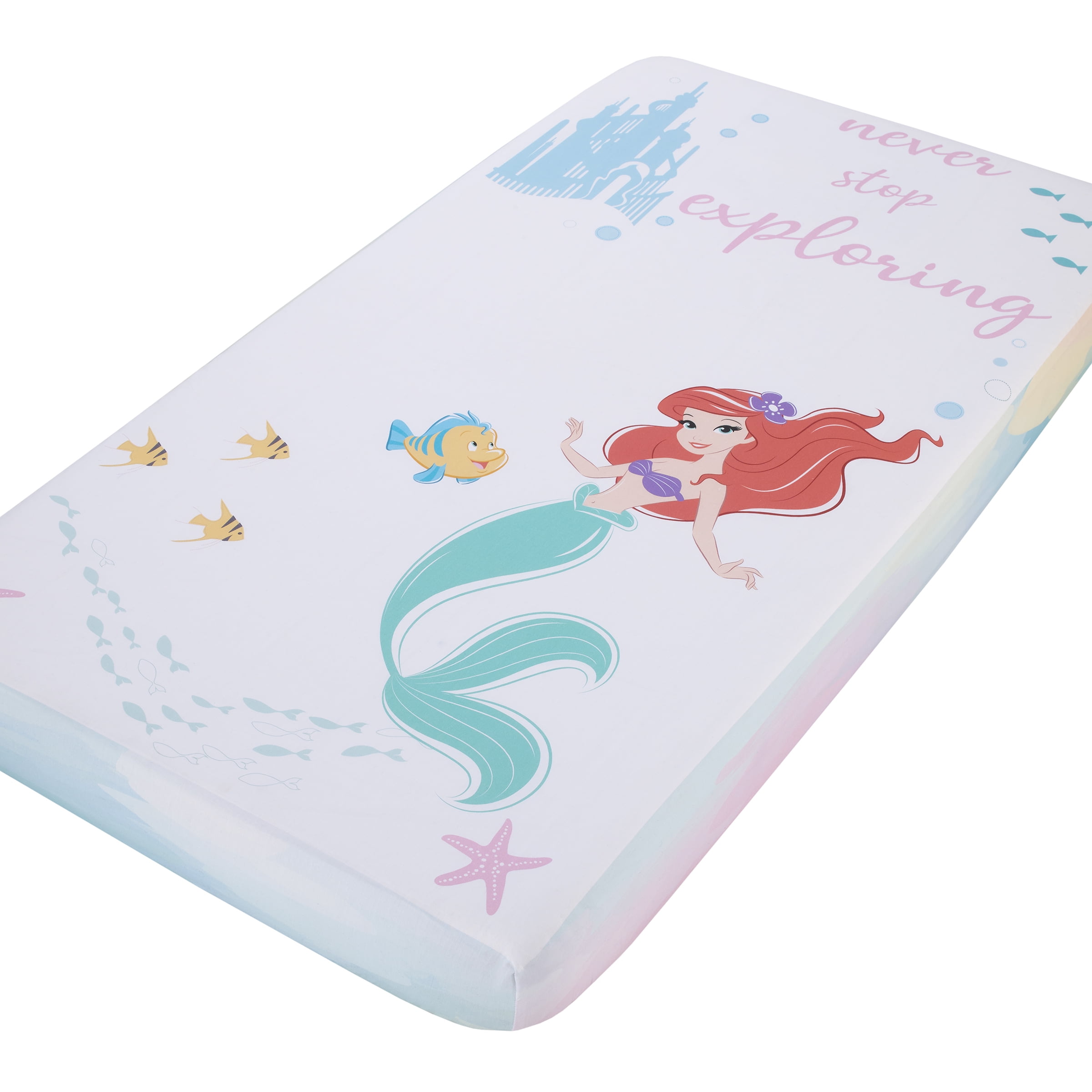Disney Ariel Watercolor Fitted Crib Sheet, Cozy Cotton, Milestone Photo ...