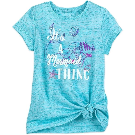 Disney Ariel and Flounder Fashion T-Shirt for Girls Size 5/6 Blue ...