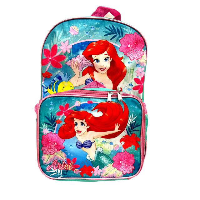 Disney Ariel the Little Mermaid 16" Backpack with Detachable Lunch Box ...