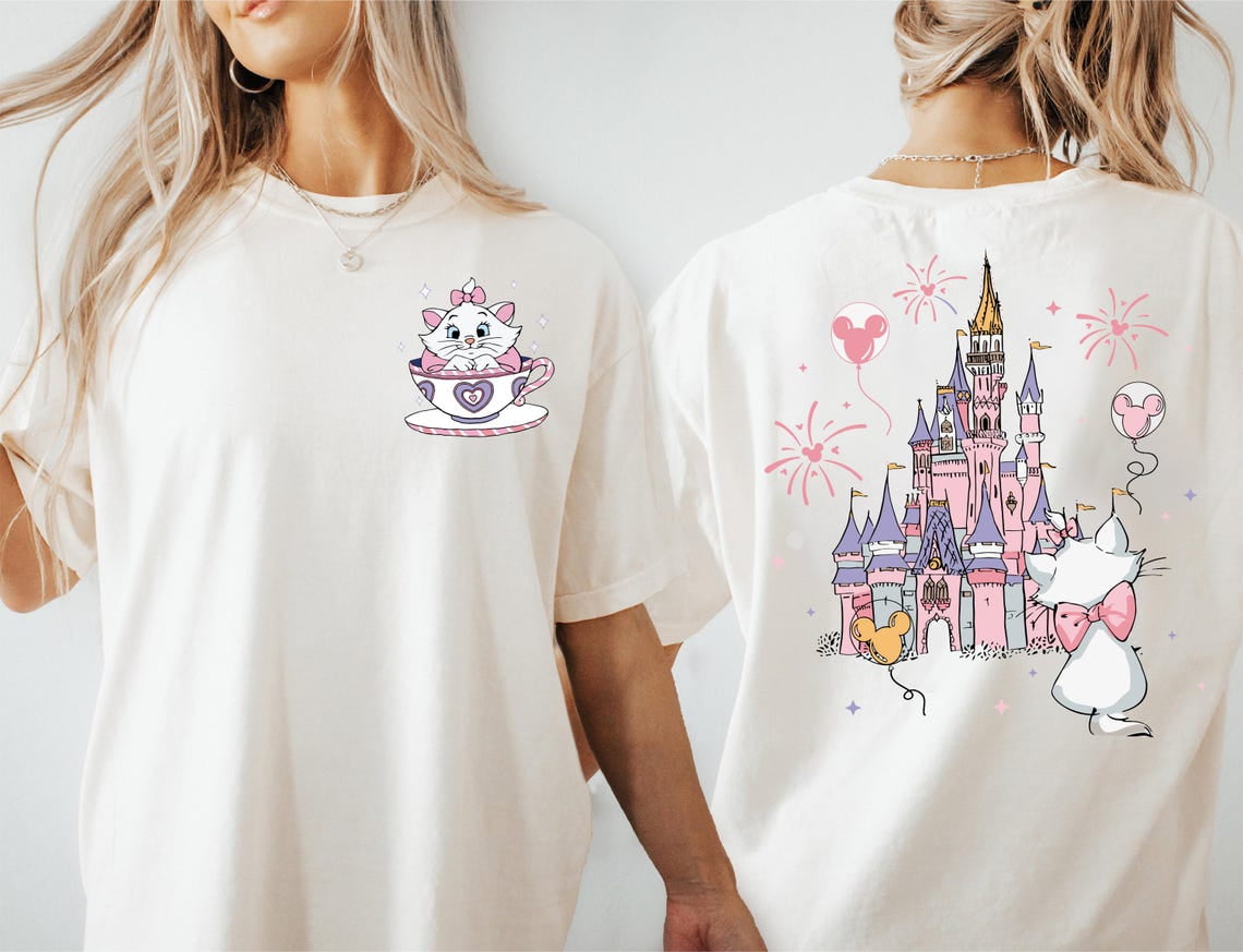 Disney Aristocats Double Sided Shirt, Marie Cat Mad Tea Cup Party T-shirt, The Aristocats Disney ...