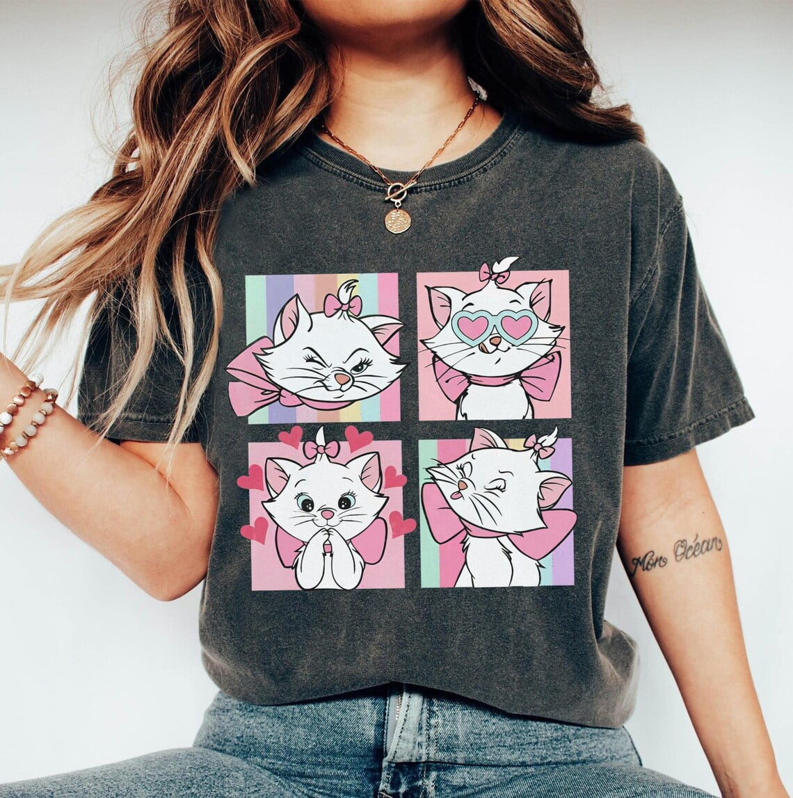 Disney The Aristocats Shirt, Cute Marie Cat Emotions Love Heart T-shirt ...