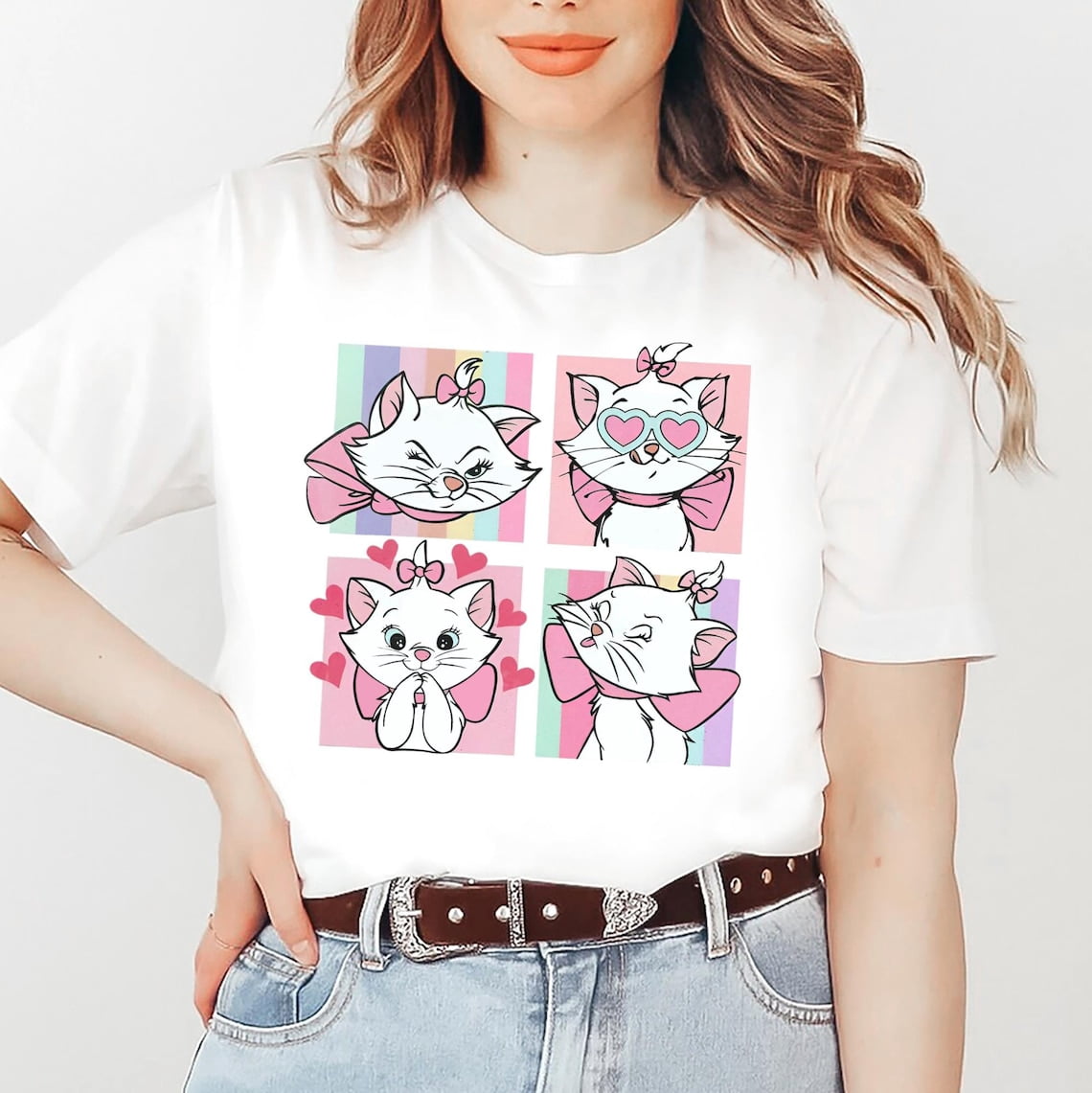 Disney The Aristocats Shirt, Cute Marie Cat Emotions Love Heart T-shirt ...