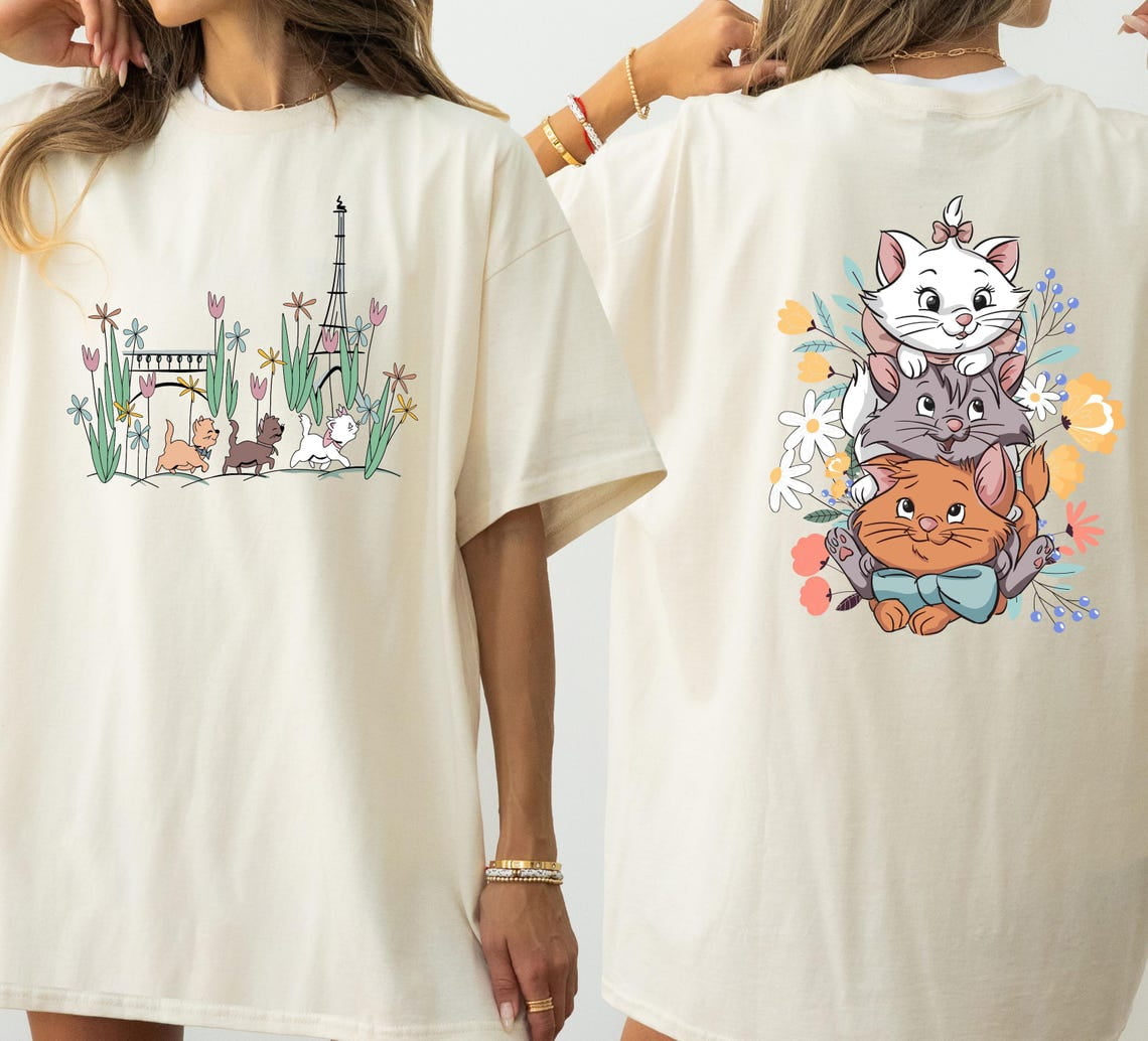 Disney Aristocats Two-Sided Shirt, Floral Cats Shirt, Aristocats Shirt ...