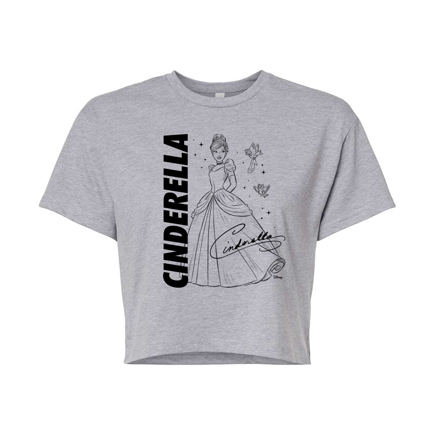 Disney - Autograph Cinderella - Juniors Cropped Cotton Blend T-Shirt ...