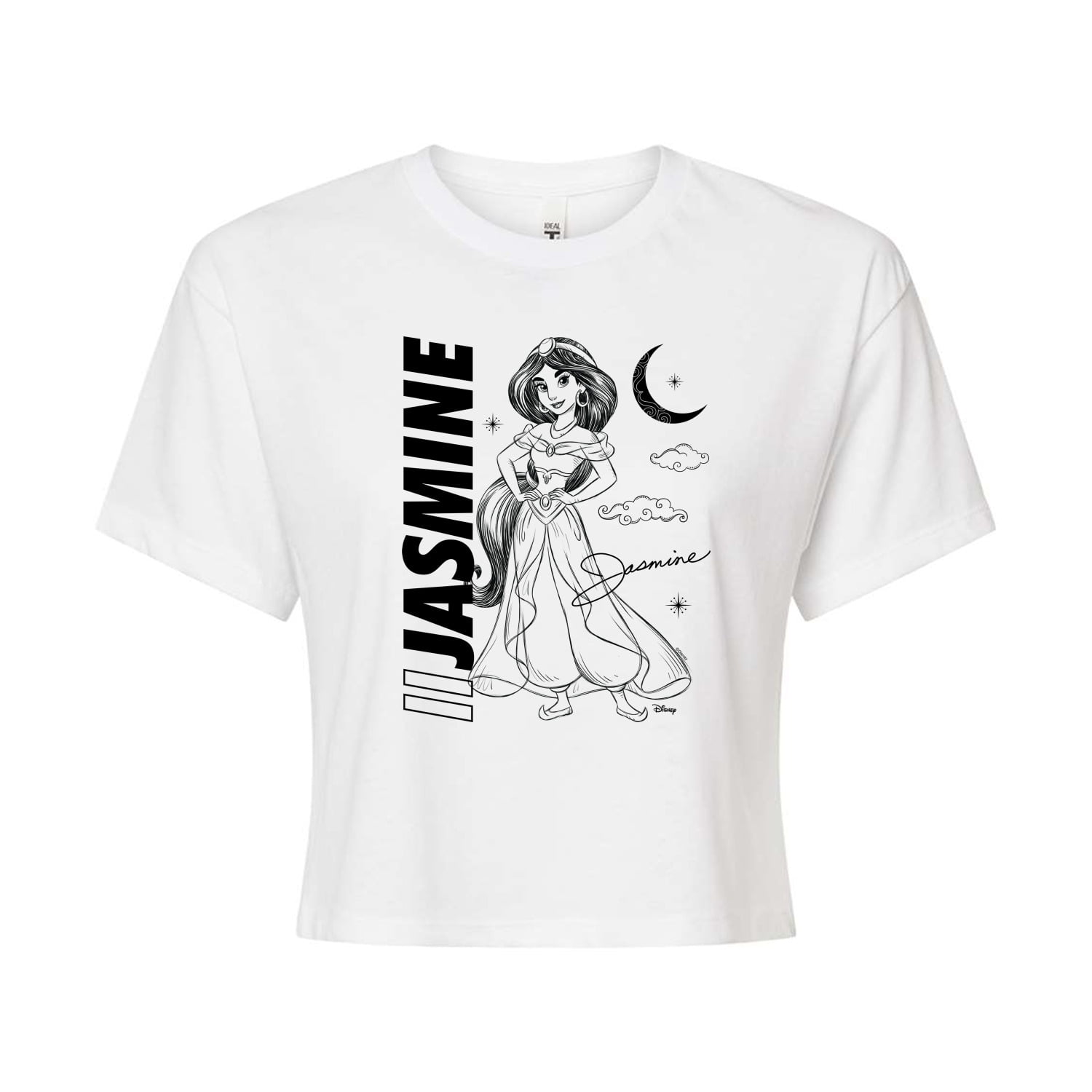 Disney - Autograph Jasmine - Juniors Cropped Cotton Blend T-Shirt - Walmart.com